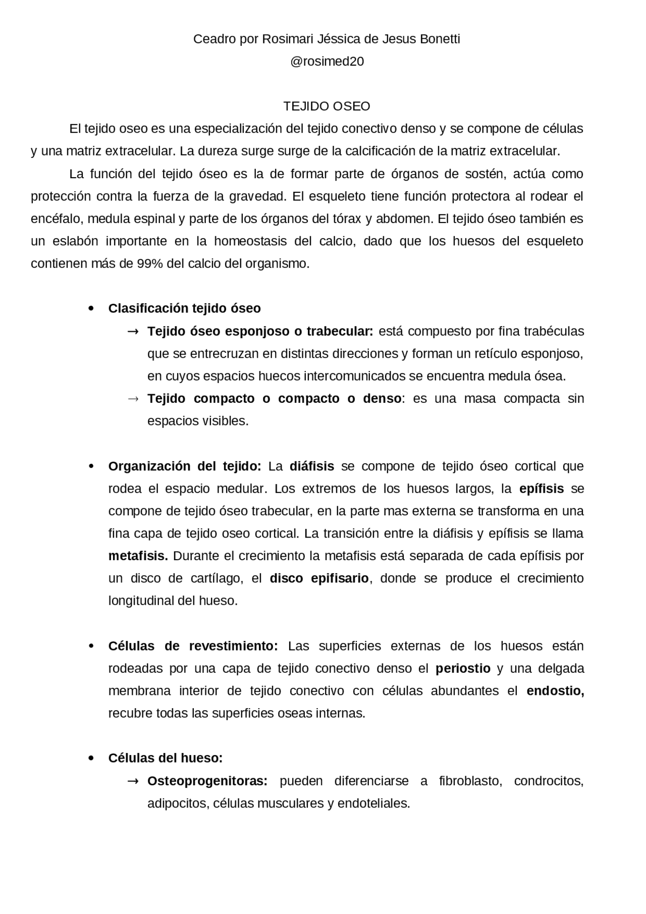 Tejido óseo Histología Docsity