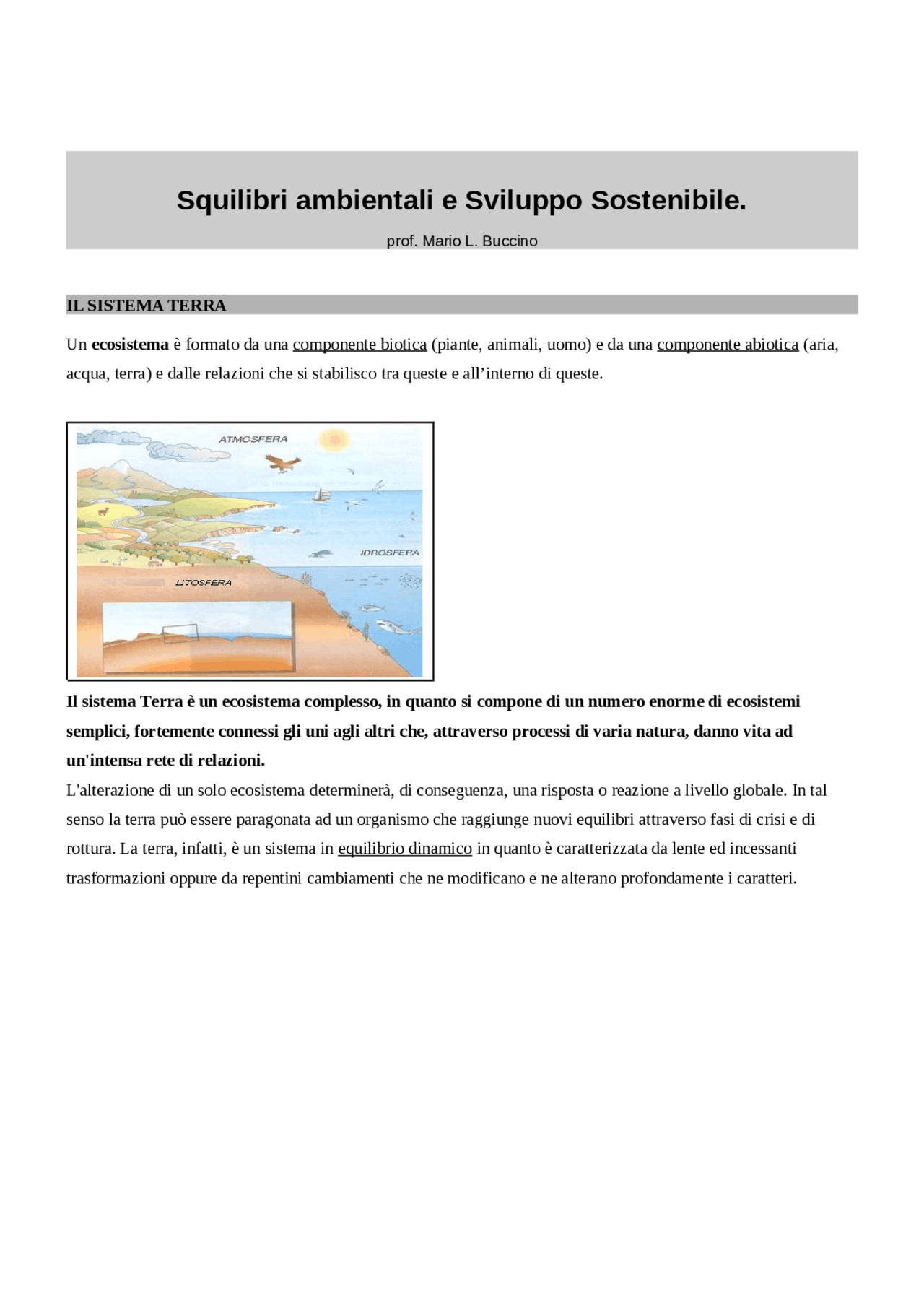Sviluppo Sostenibile E Squilibri Ambientali Docsity