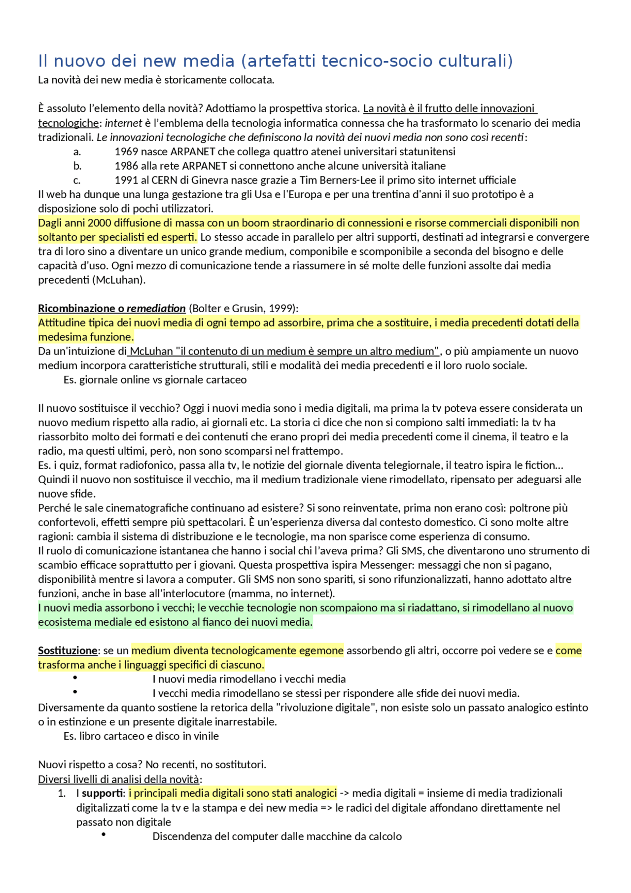 Linguaggi e Strumenti dei nuovi media prof. Scifo - Docsity