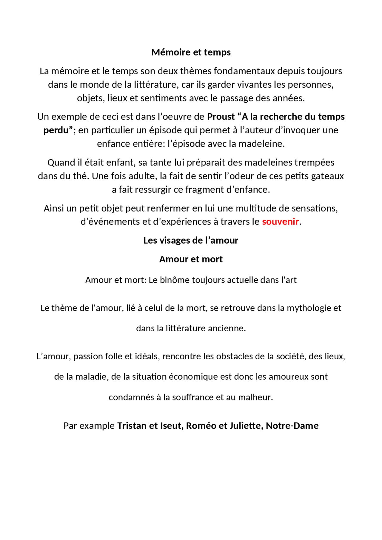 Mémoire et temps (FRA) - Docsity