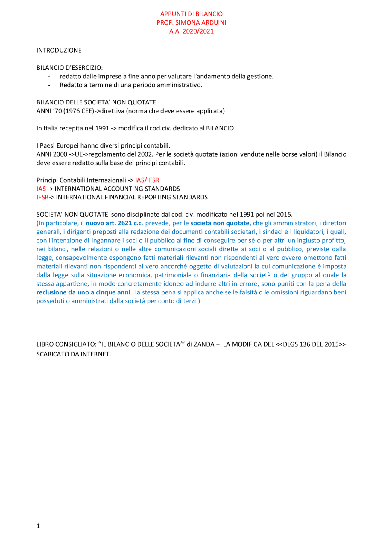 Appunti Completi Di Bilancio Appunti Di Analisi Di Bilancio E