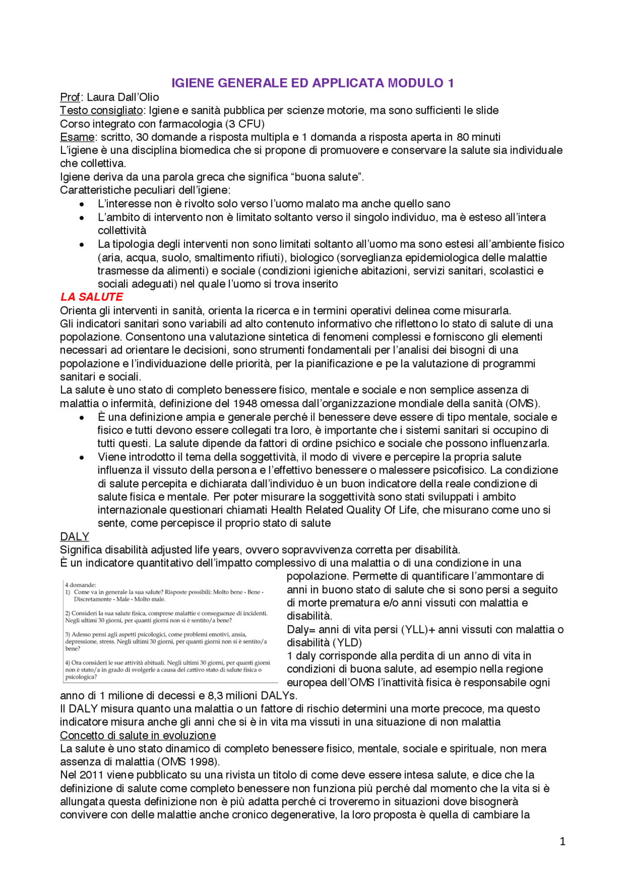 Igiene Generale Ed Applicata Scienze Motorie Docsity