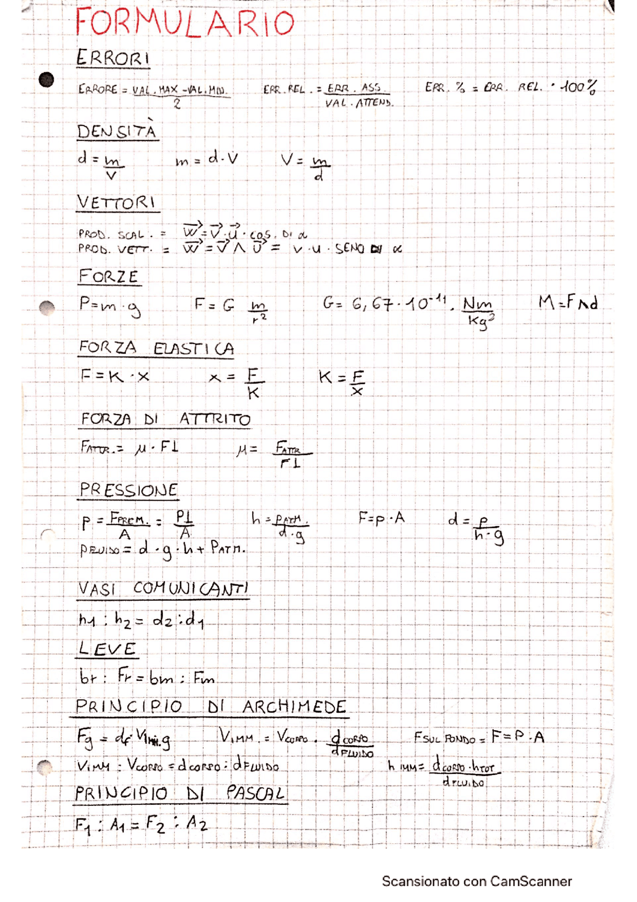 Formulario Fisica 1 2 3 Liceo Formulari Di Fisica Docsity