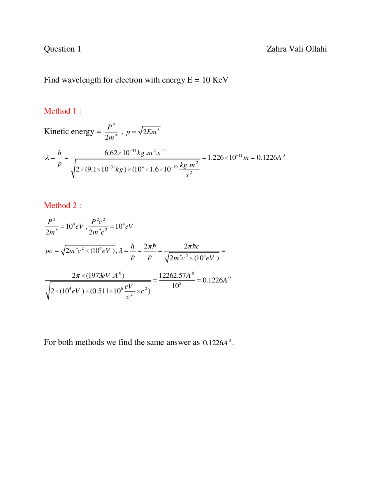 Wavelength calculation - Docsity