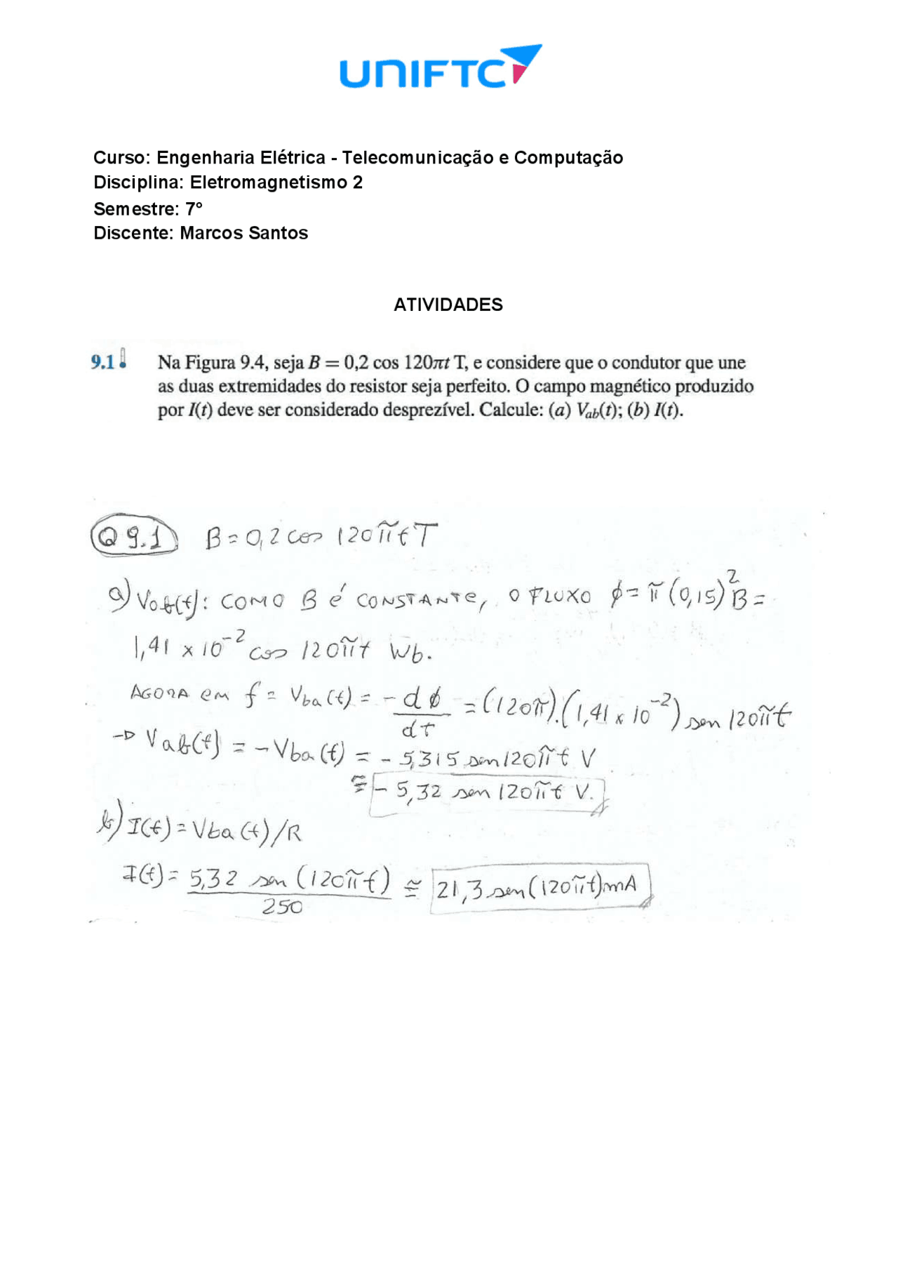 Exercícios Resolvidos Eletromagnetismo 2 Docsity