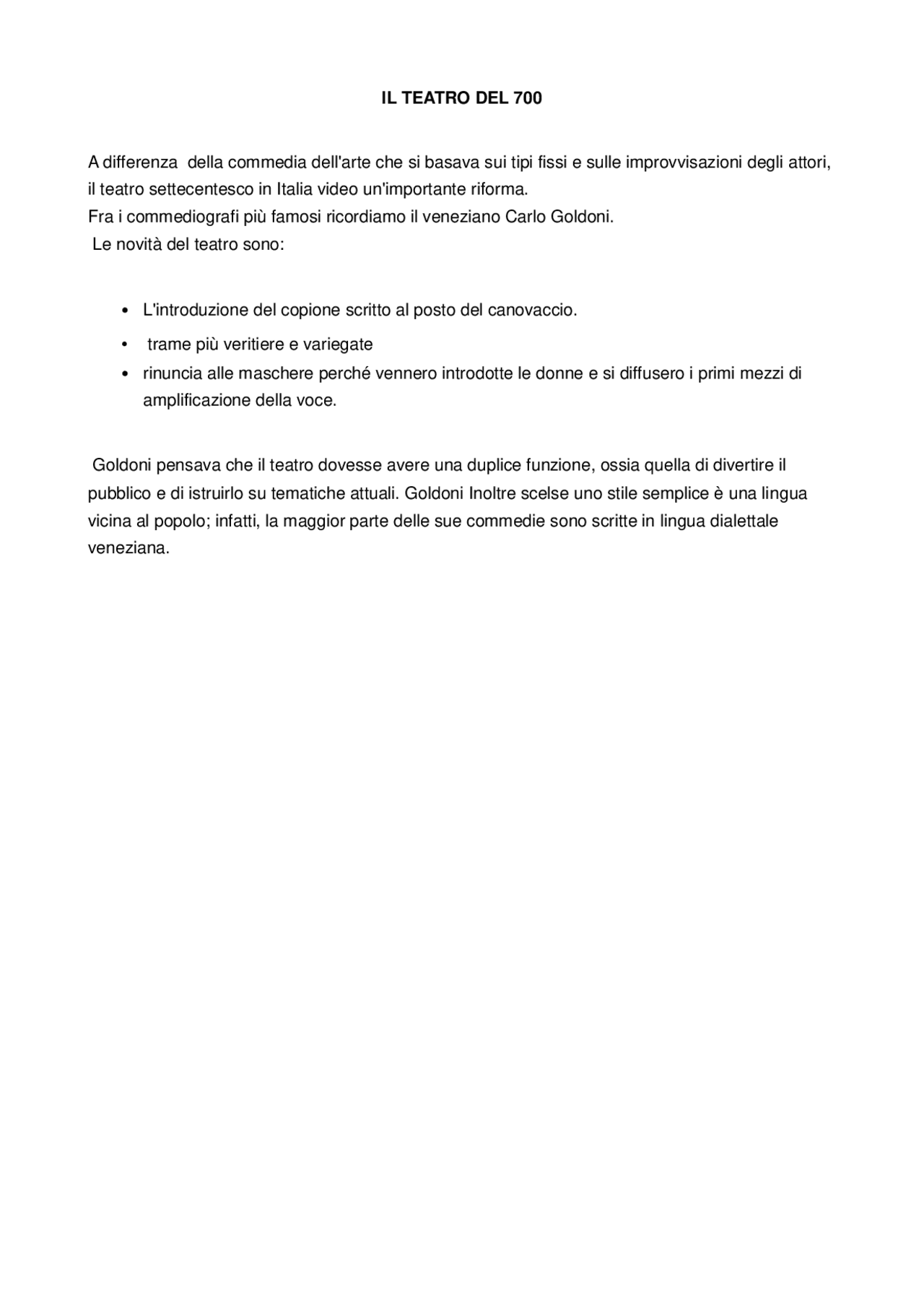 Il 700: Il teatro del 700 - Docsity