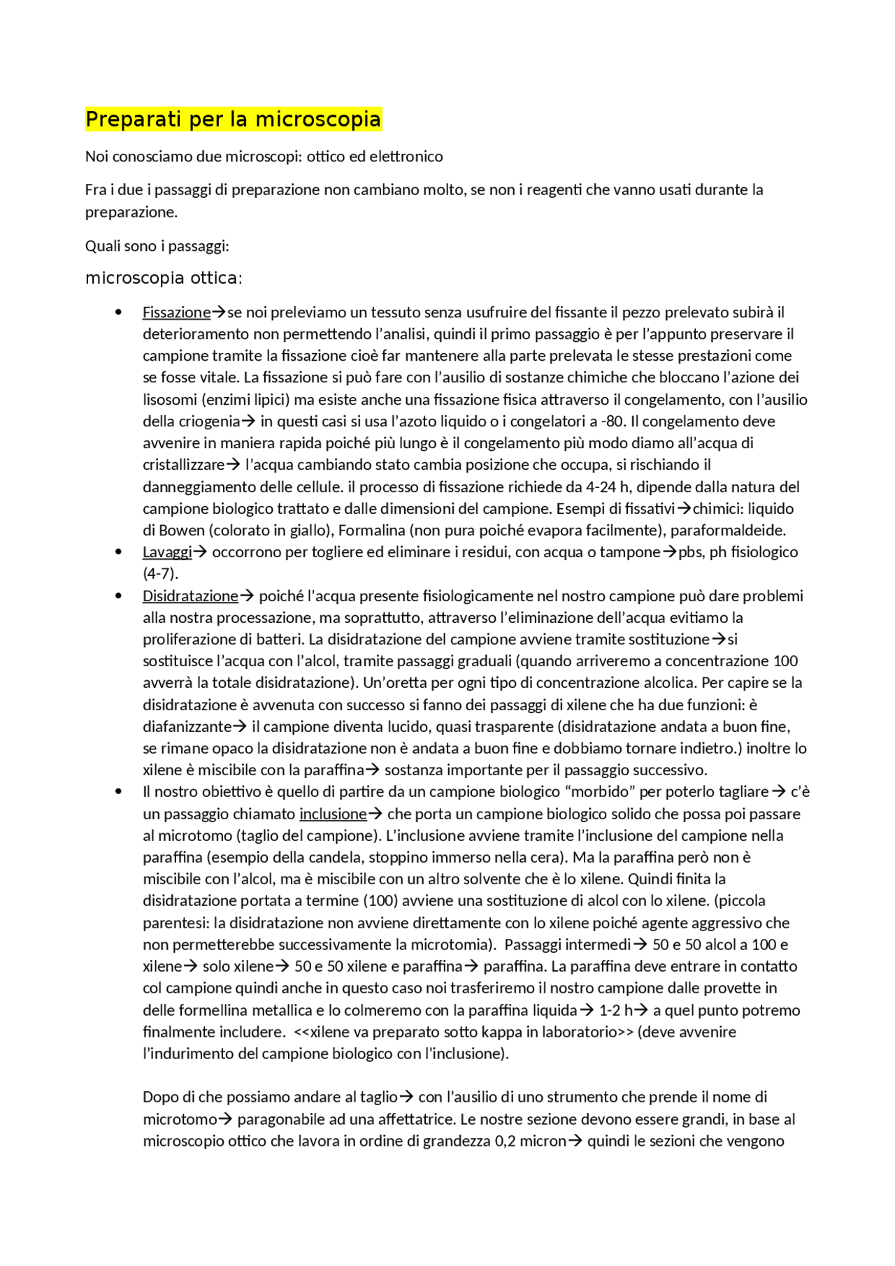Preparati Per La Microscopia Docsity