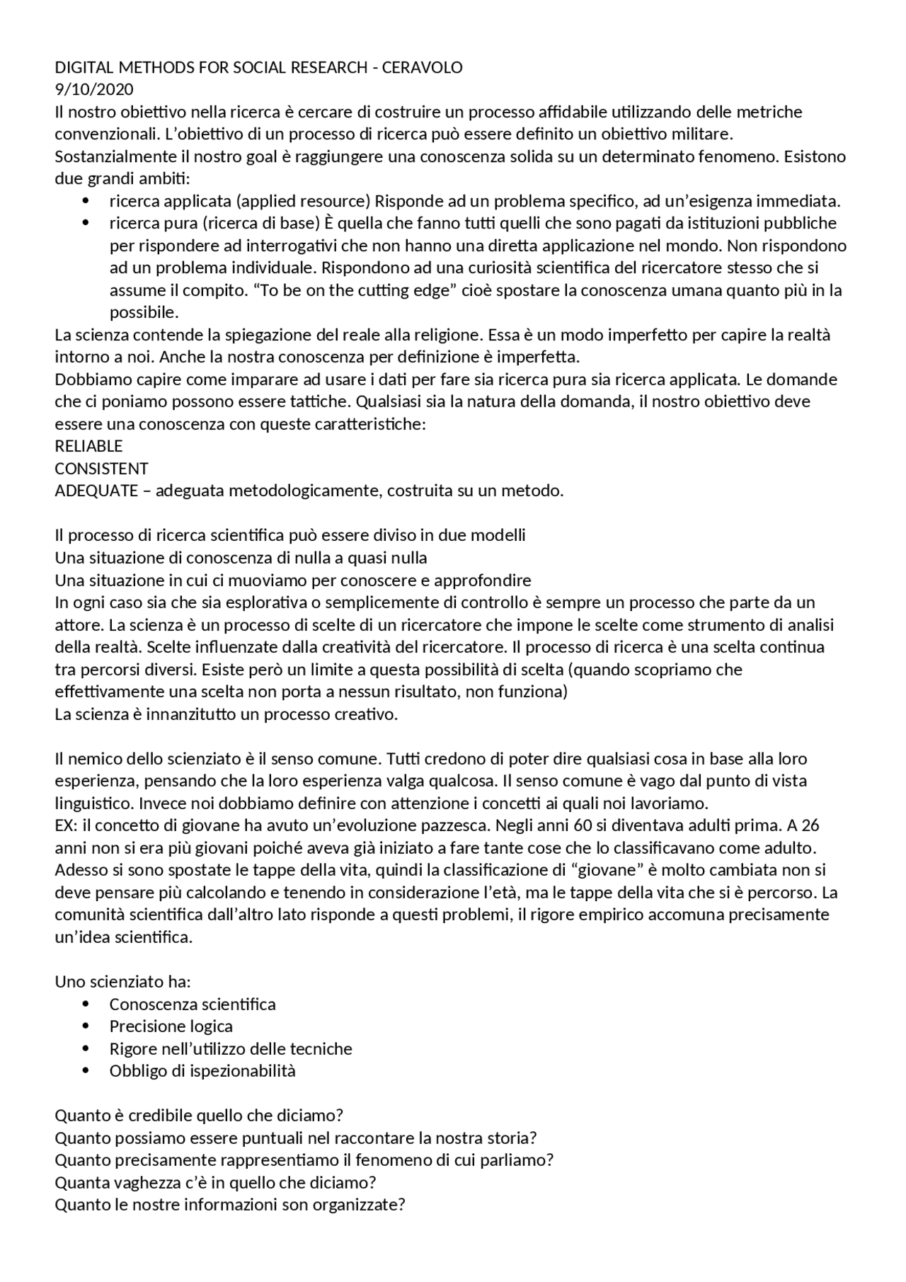 Metodi Digitali Per La Ricerca Appunti Unipv Docsity
