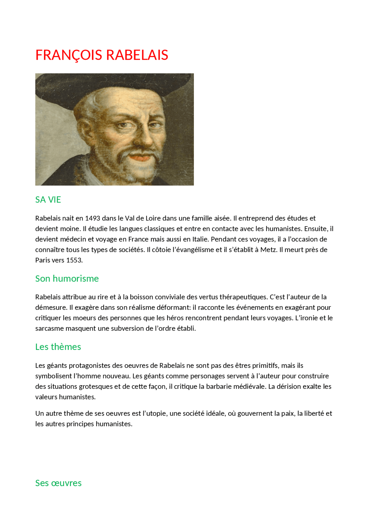 FRANÇOIS RABELAIS - Docsity