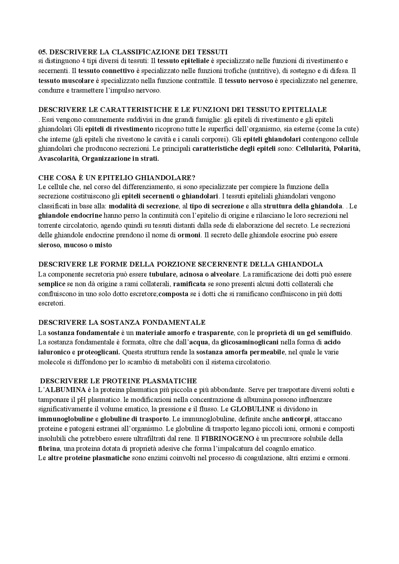 Risposte Aperte Esame Di Anatomia Umana Ecampus Docsity