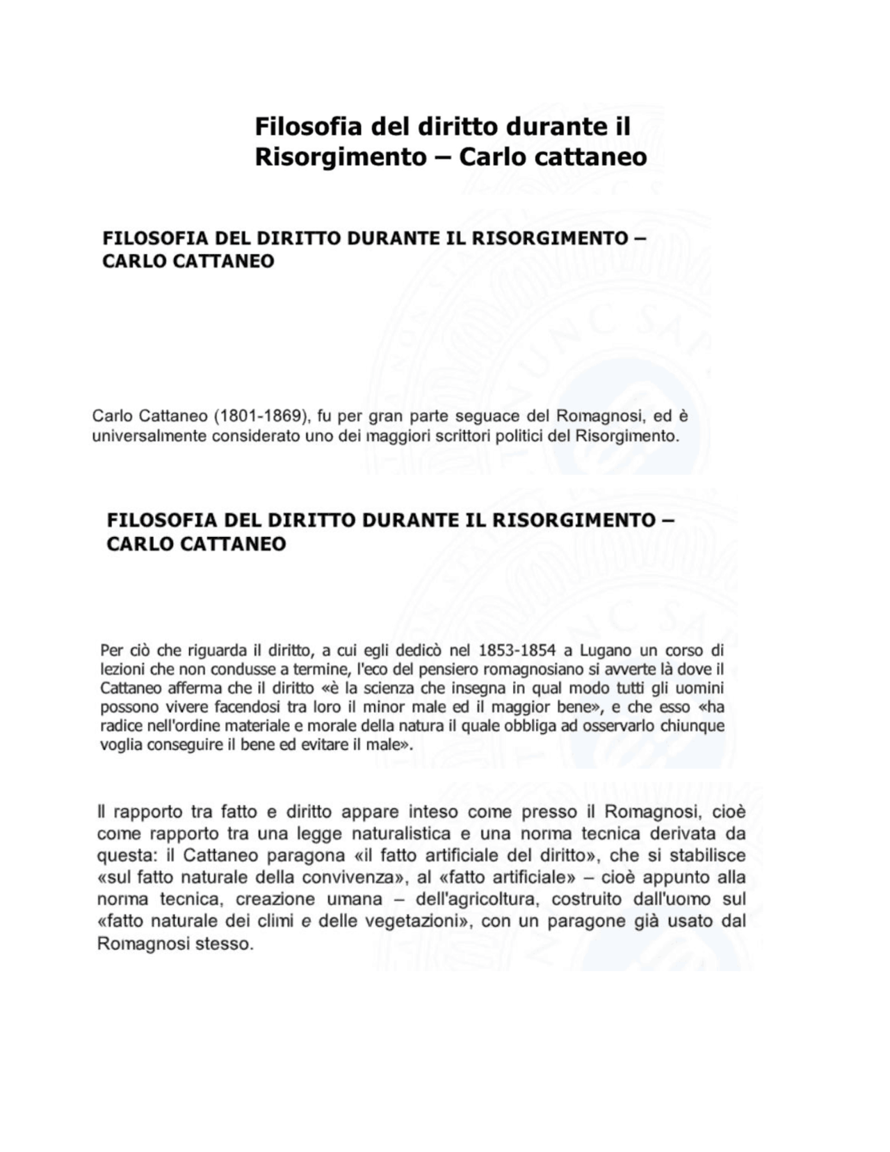 Appunti Carlo Cattaneo Filosofia Del Diritto Docsity