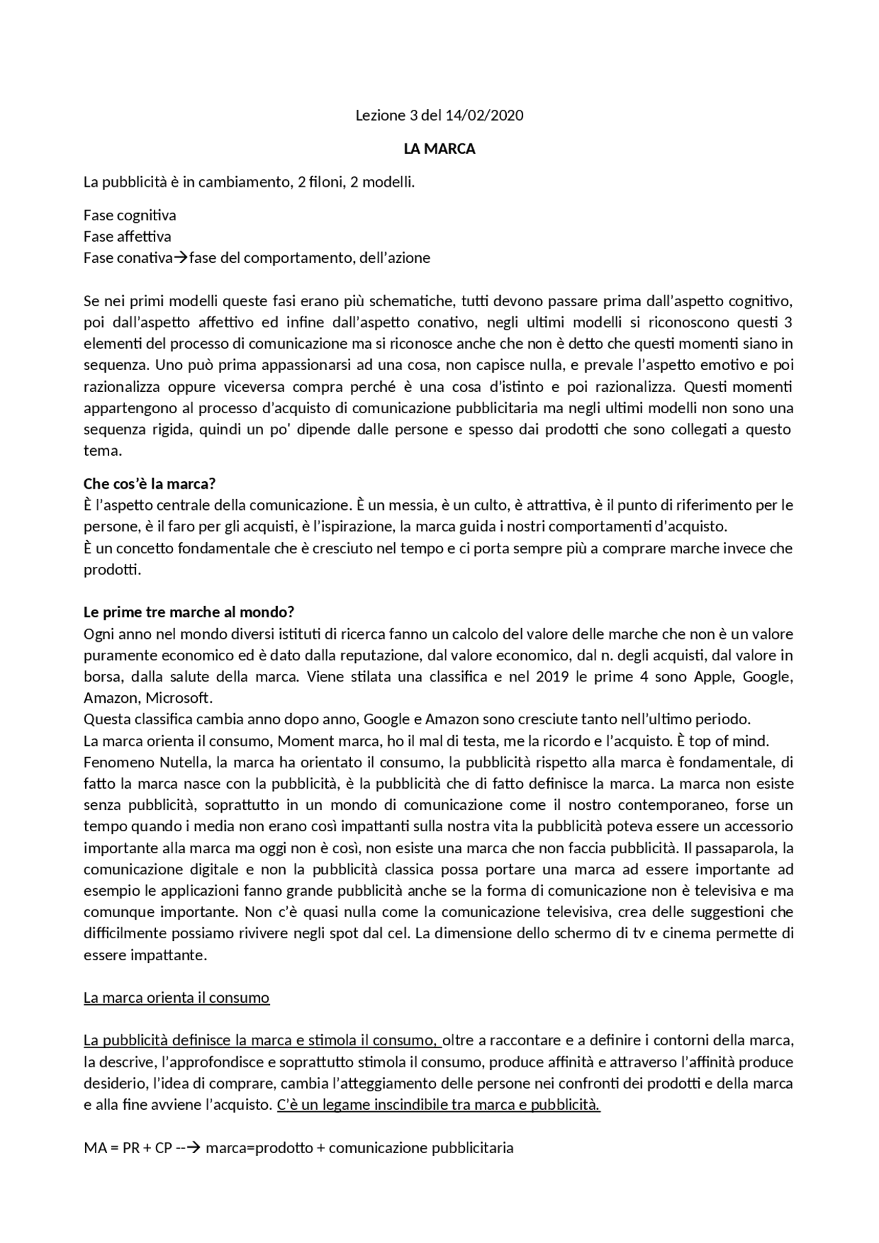 Appunti Economia E Tecniche Della Pubblicità 2020 Docsity
