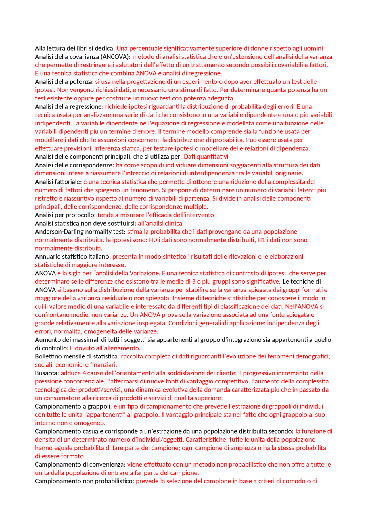 Statistica Medica Completa Unipegaso Lm 47 Docsity