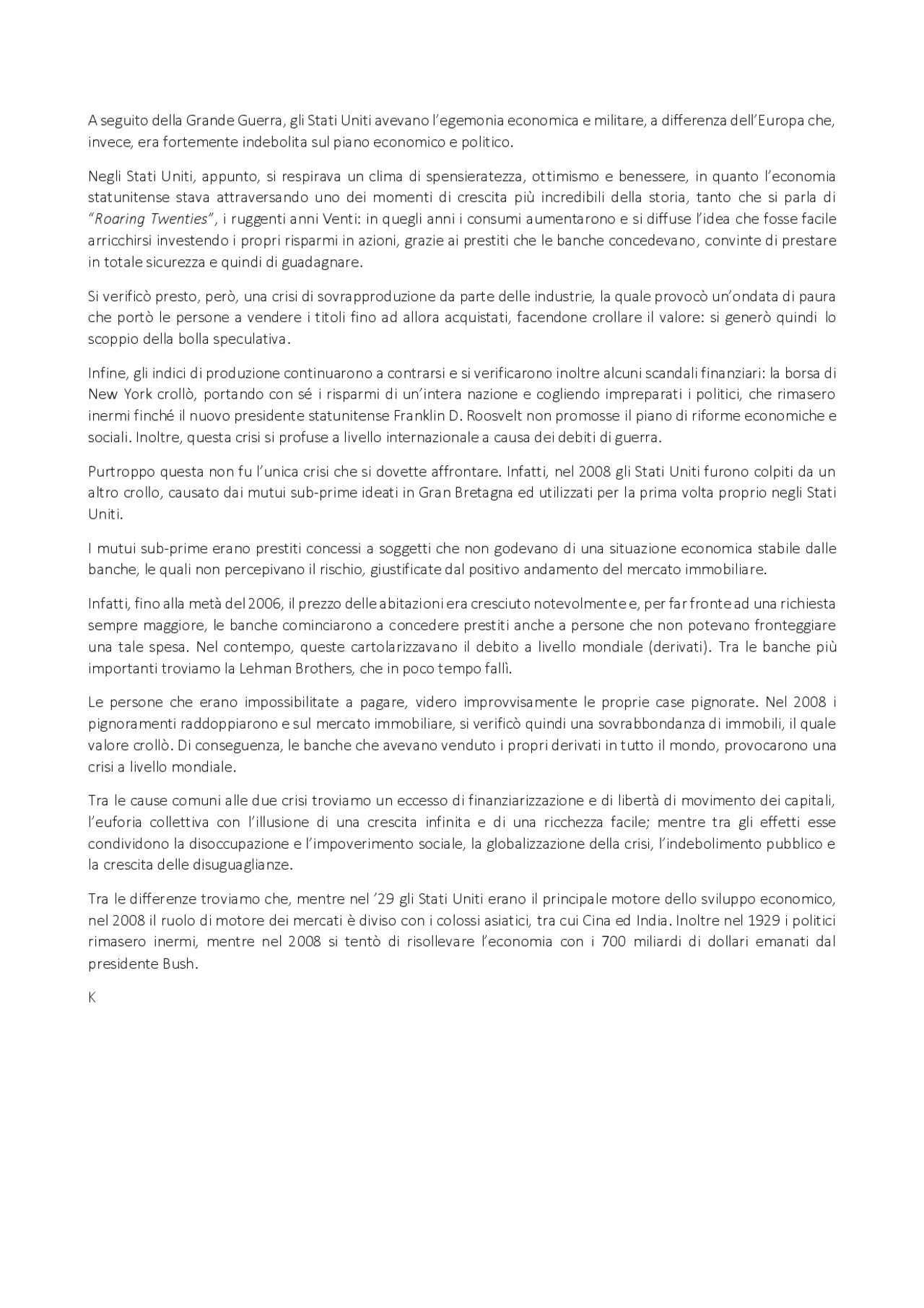 Crisi A Confronto Economia Docsity