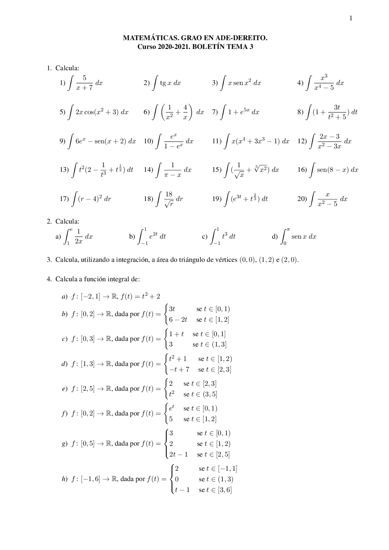 Boletín Tema 3 Integración Docsity