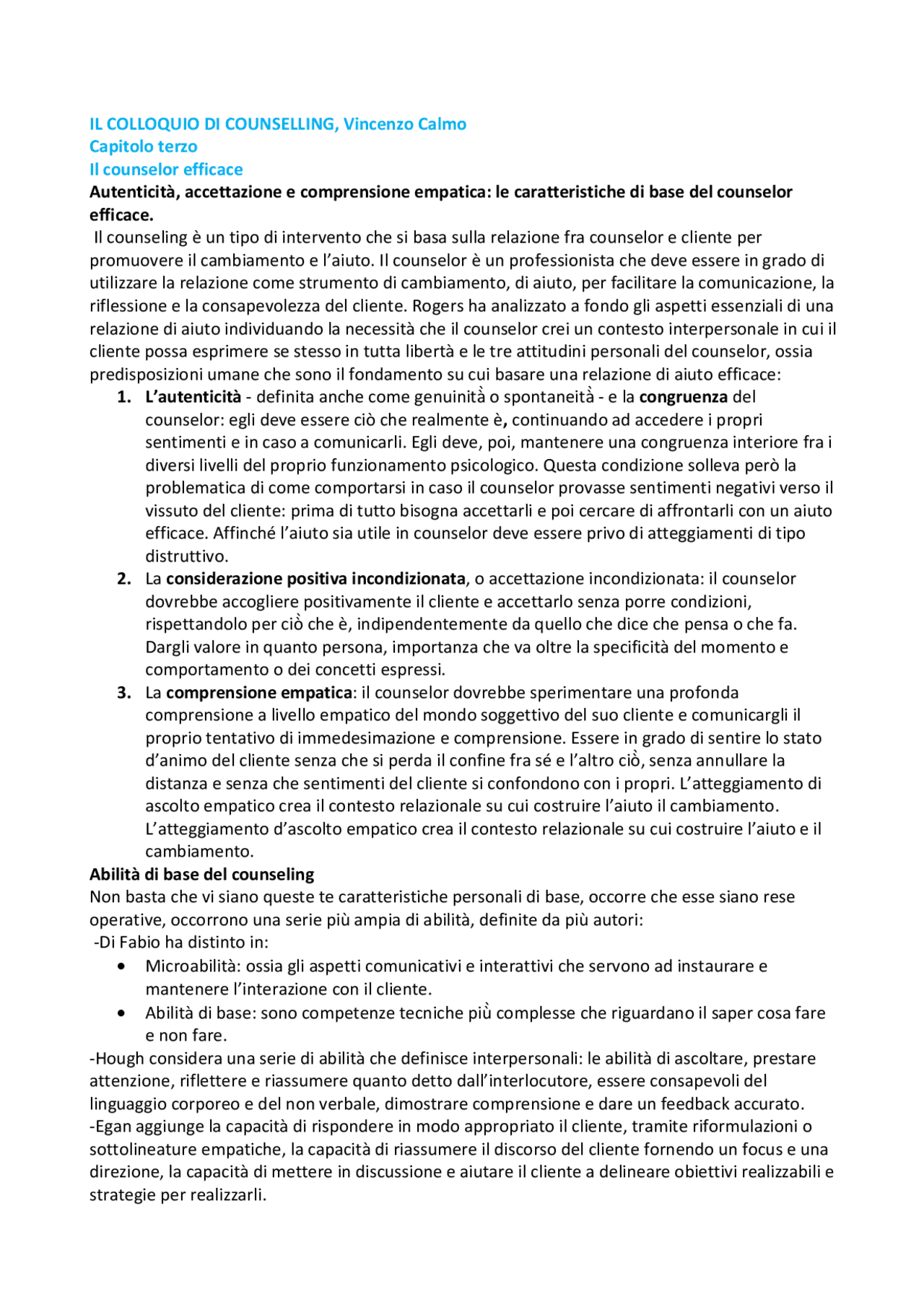 Il Colloquio Di Counselling Vincenzo Calvo Docsity