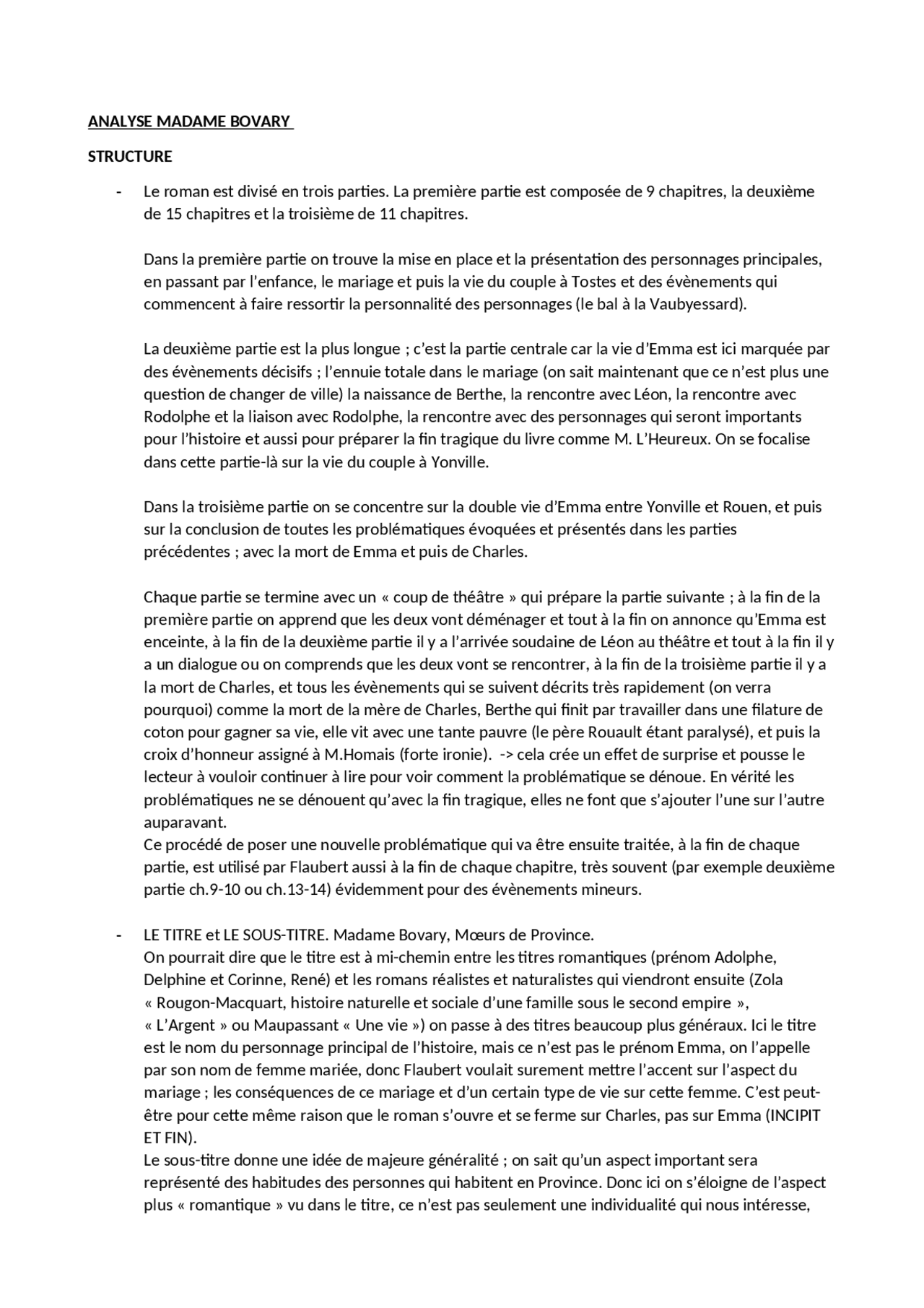 Analisi Madame Bovary Appunti Di Letteratura Francese Docsity