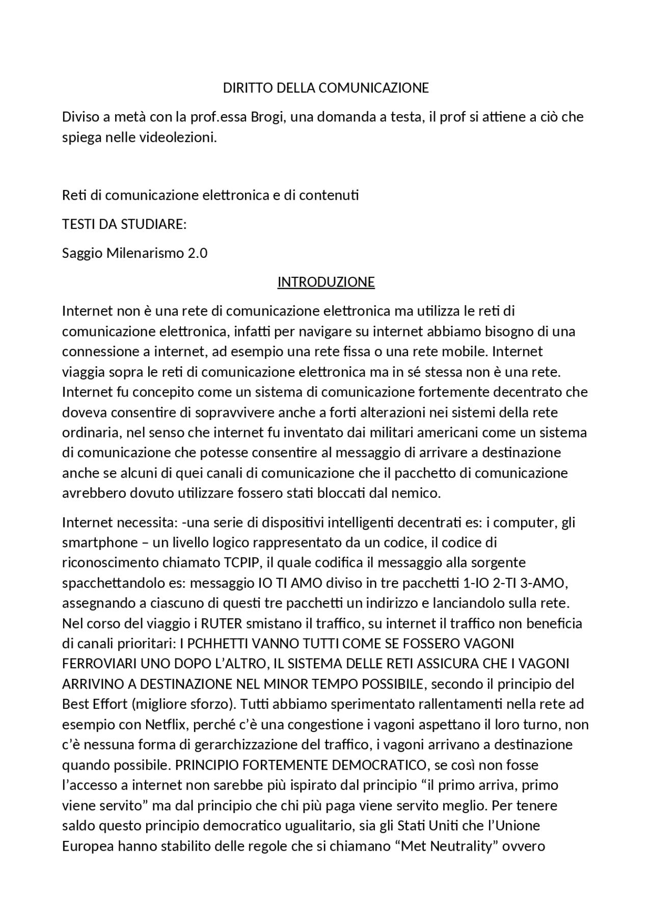 Diritto Della Comunicazione Docsity