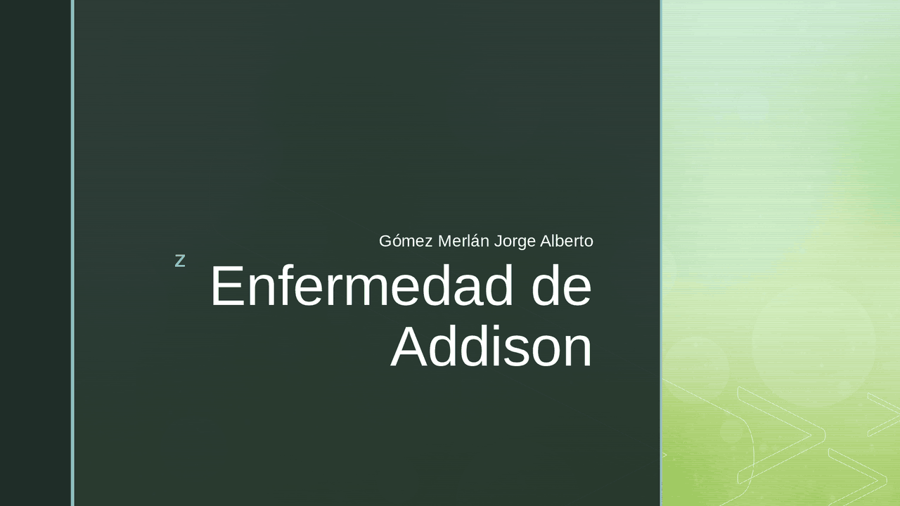 Enfermedad de Addison caso clínico | Diapositivas de Anatomía | Docsity