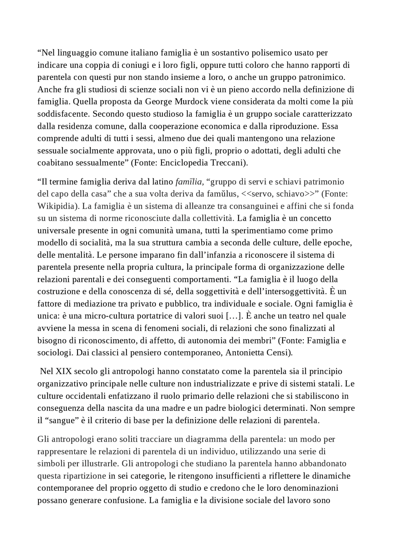 Ricerca Sulle Diverse Famiglie Incontrate Dallantropologia Docsity