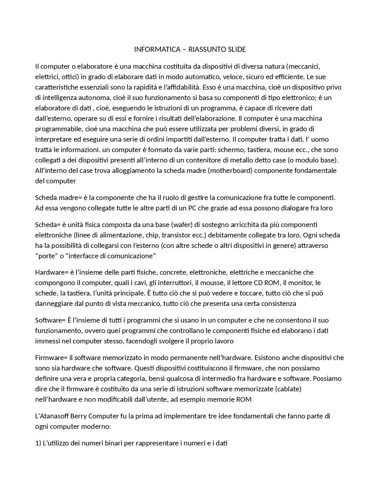 Slide informatica - Scarsella Katia Gabriella - Docsity