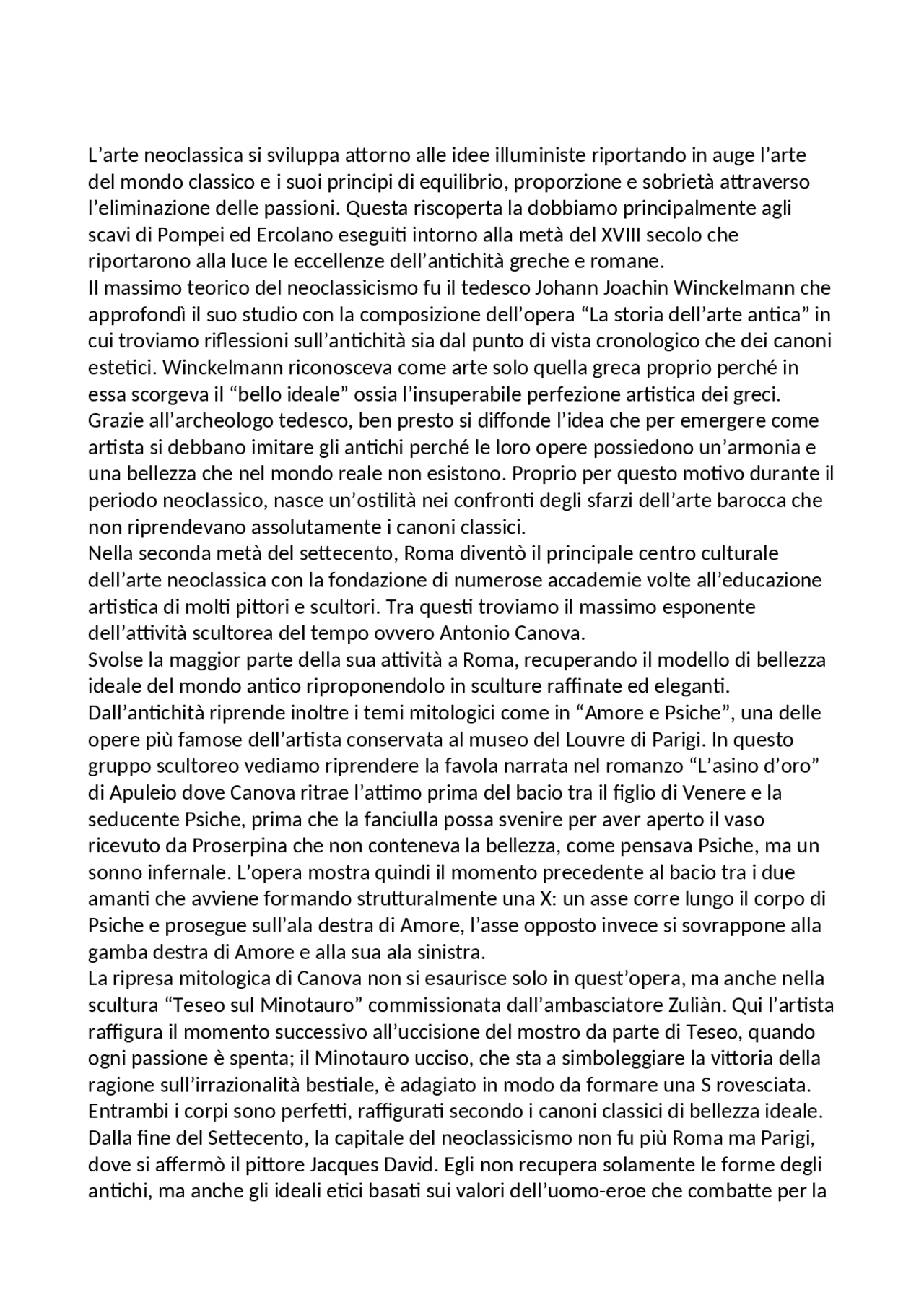 Neoclassicismo Riassunto Docsity