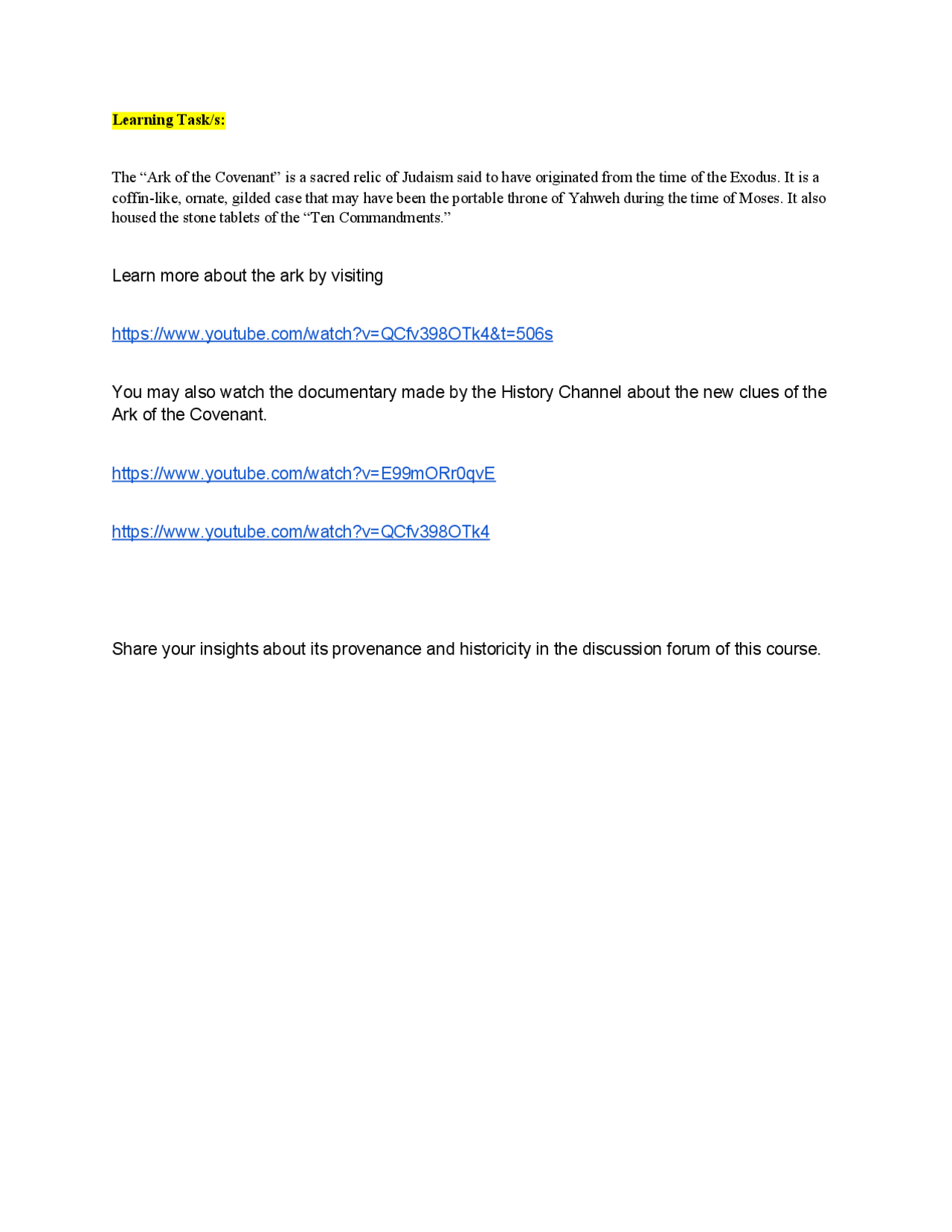 Essays For Learning Task Docsity