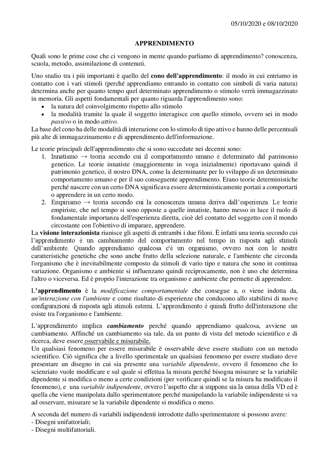 Appunti Apprendimento Psicologia Della Comunicazione Docsity