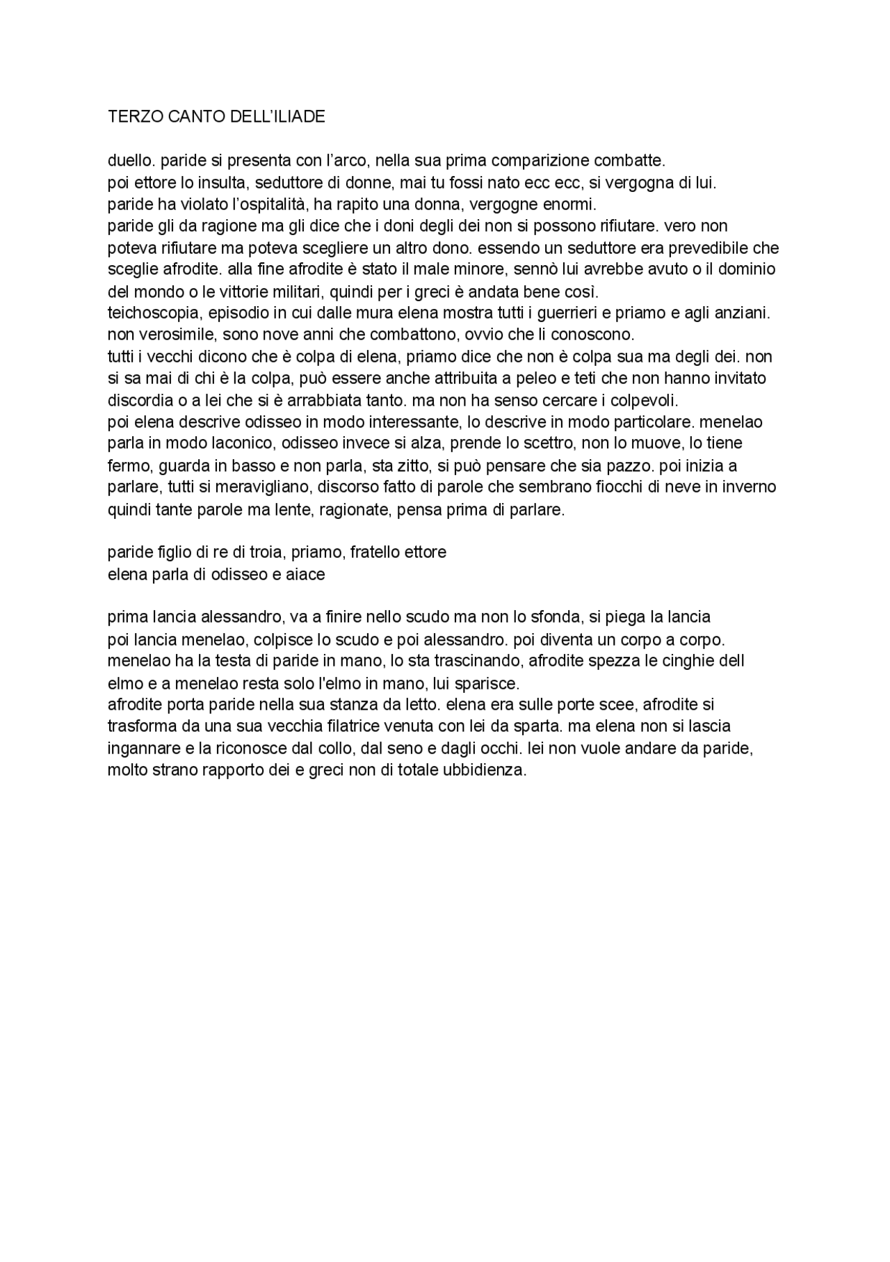 Iii Canto Delliliade Appunti Di Italiano Docsity