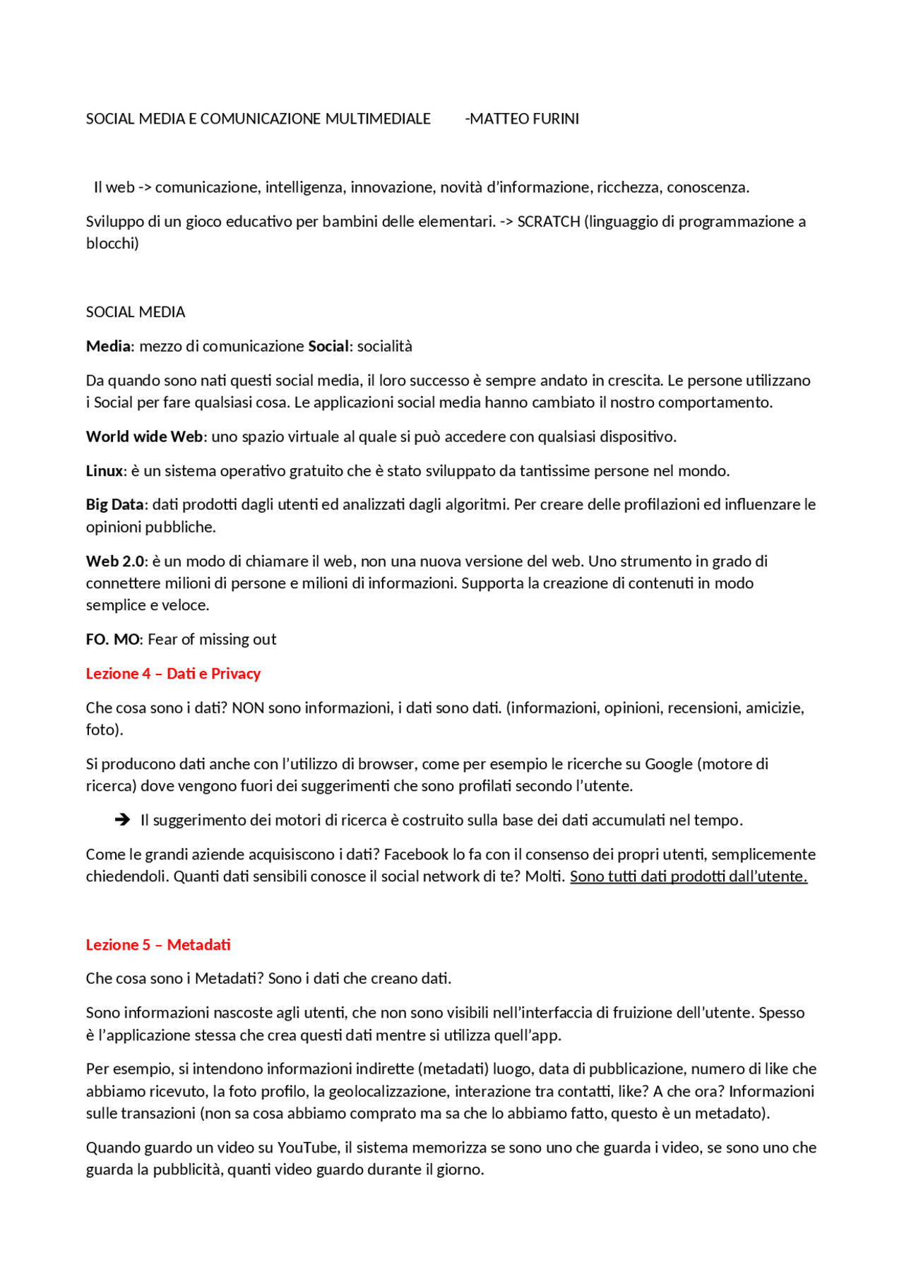 Social Media E Comunicazione Multimediale Docsity