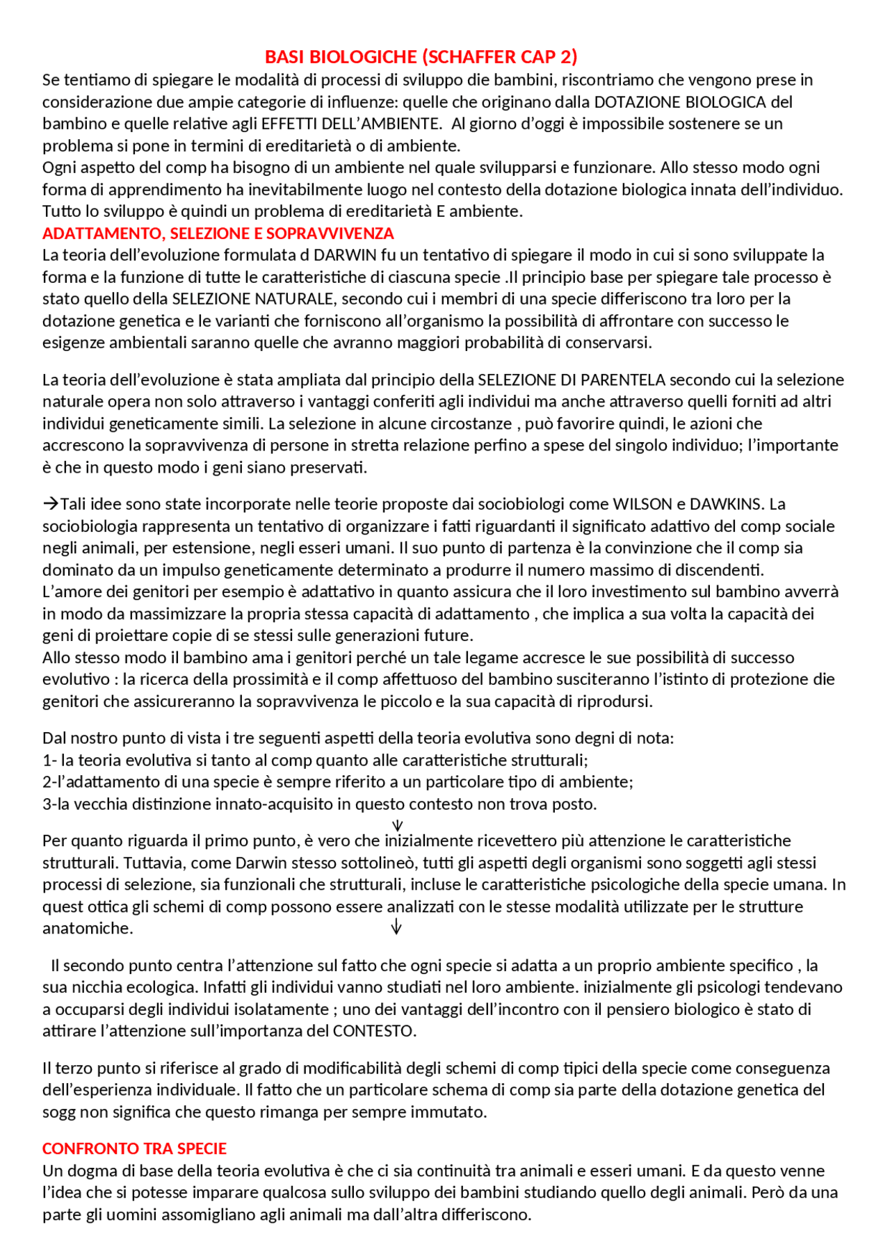Riassunto secondo capitolo shaffer psicologia - Docsity