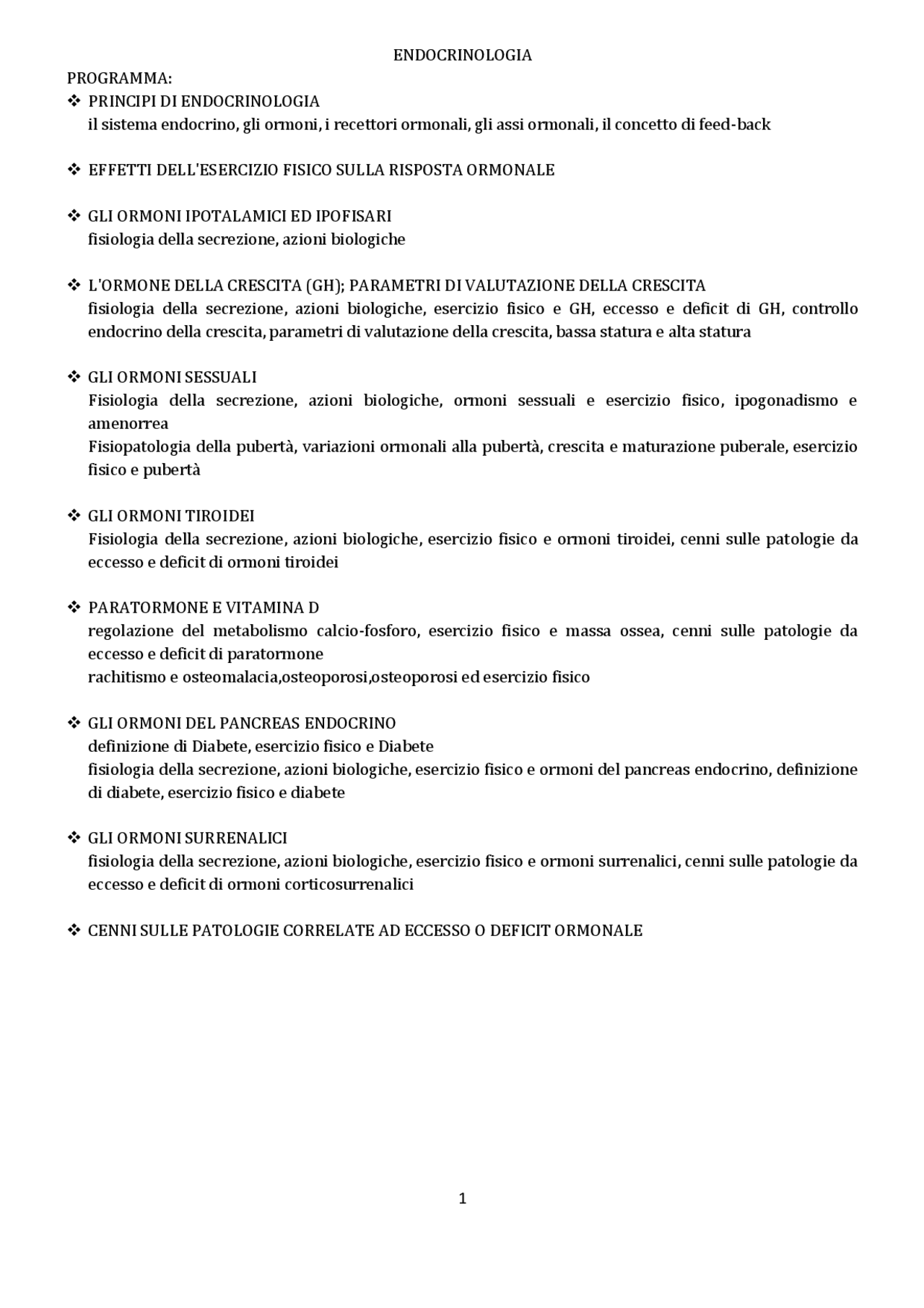 Riassunti Endocrinologia Docsity