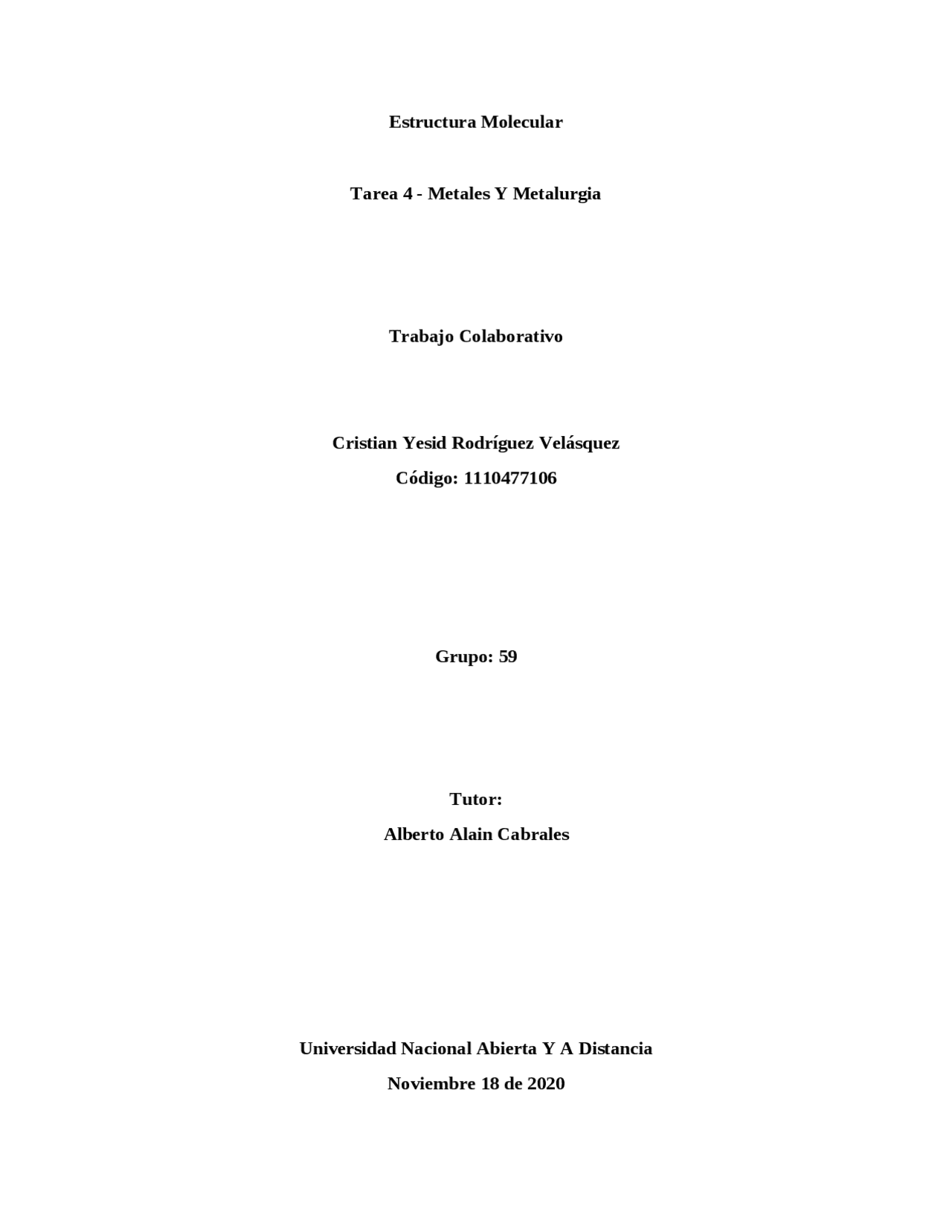 Tarea 4 Estructura Molecular Docsity