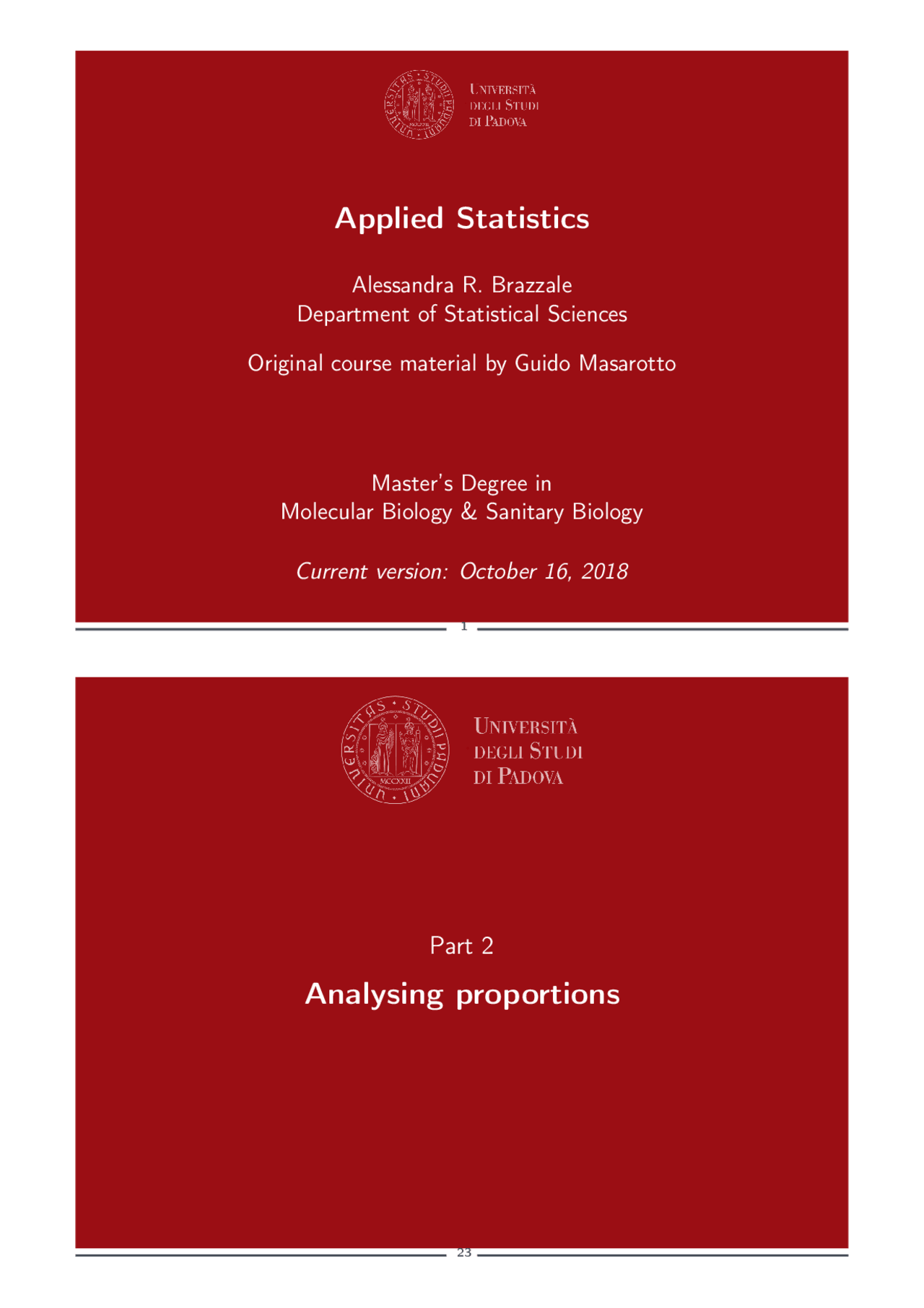 Lezione 2 Statistica Applicata Docsity
