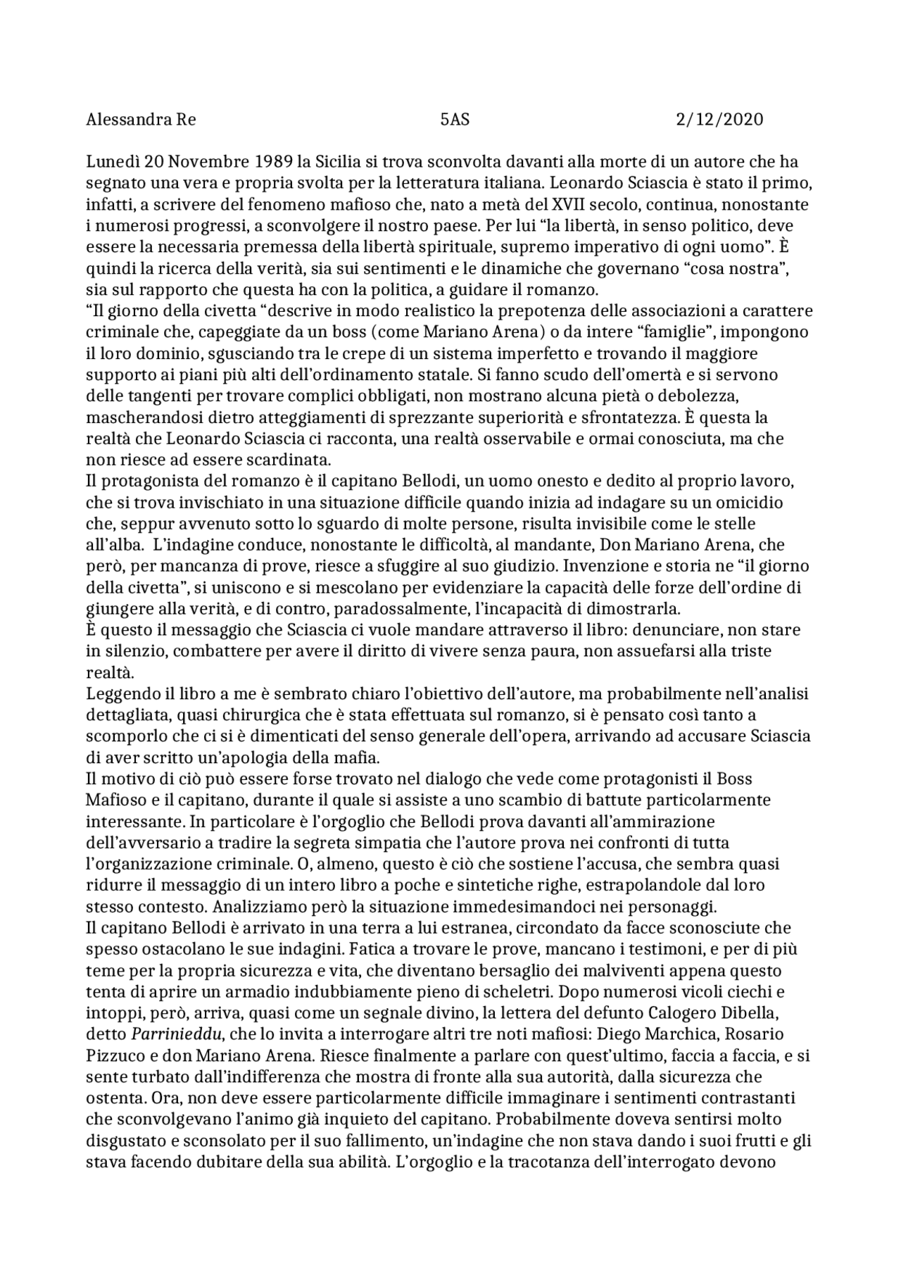 Tema Su Leonardo Sciascia Docsity