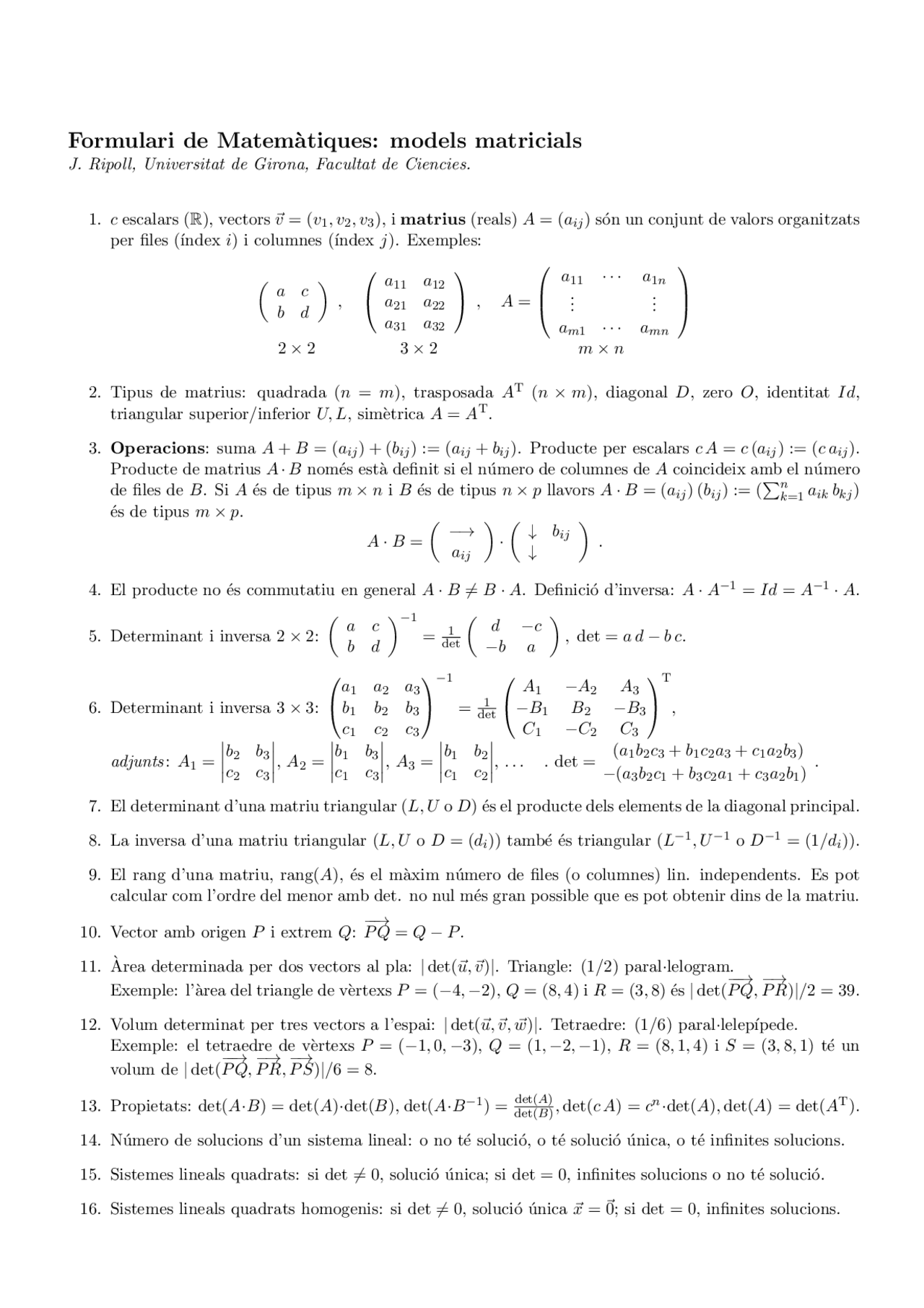 Teoria algebra. mates - Docsity