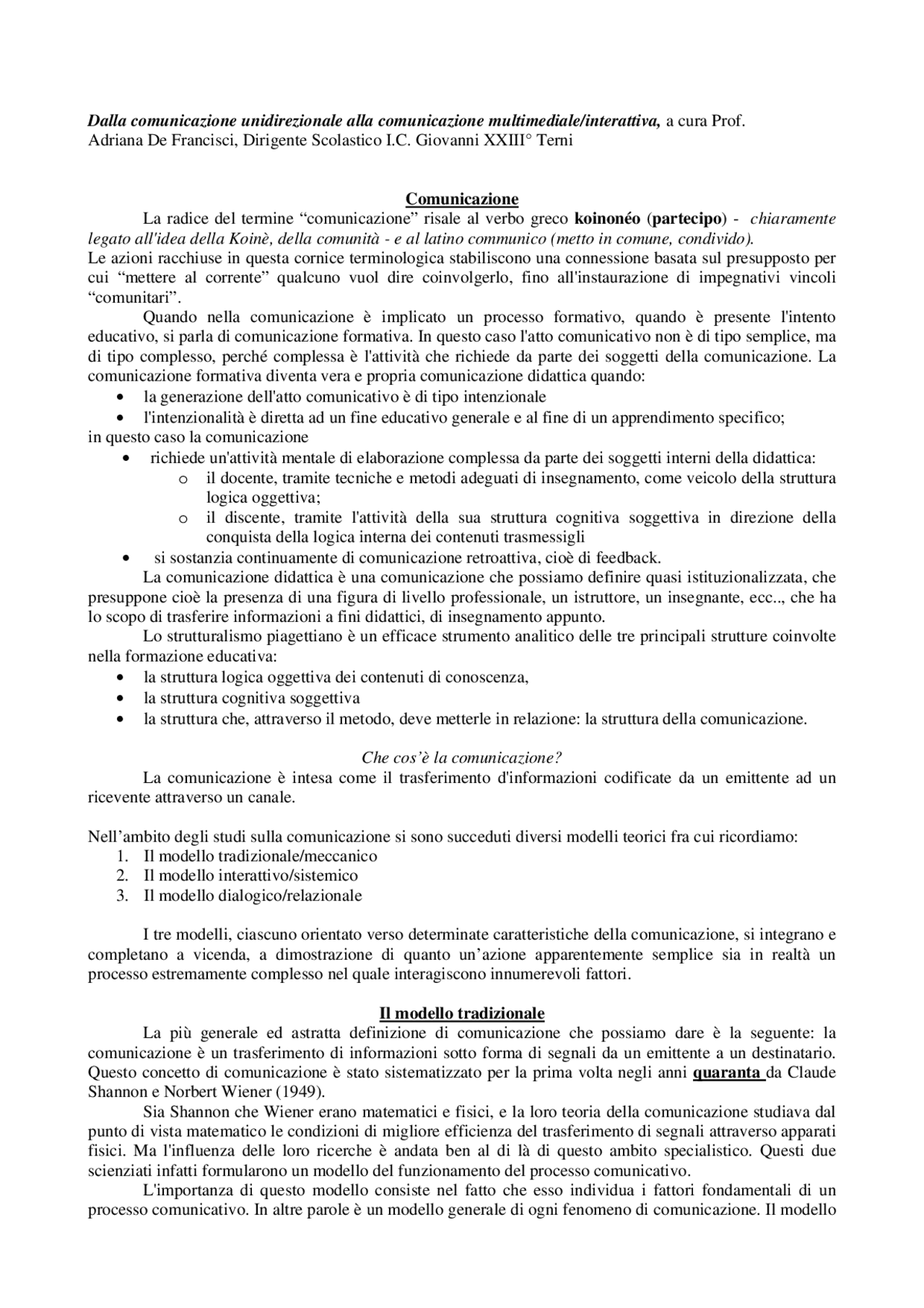 Le Vie Comunicative Docsity