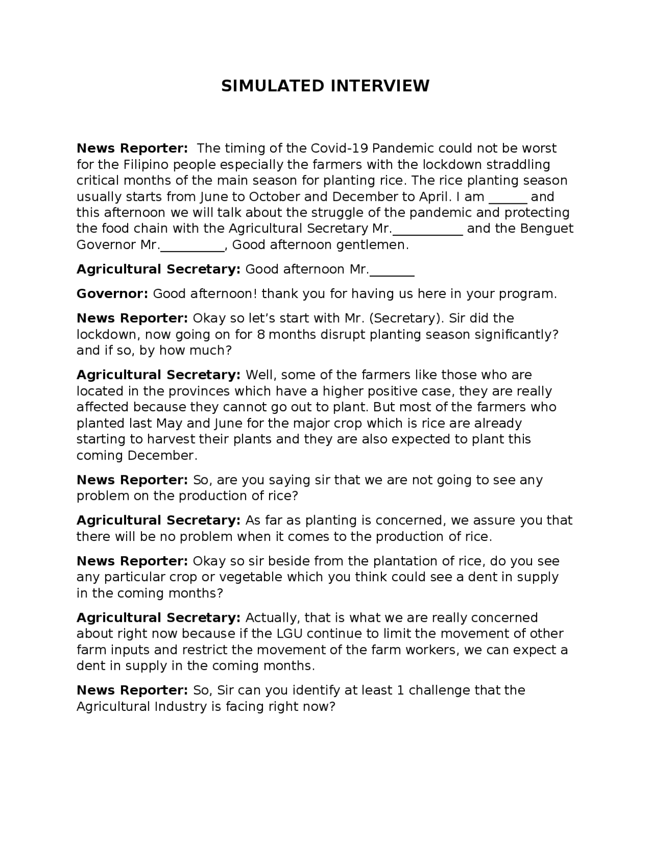 Simulating Interview - Docsity