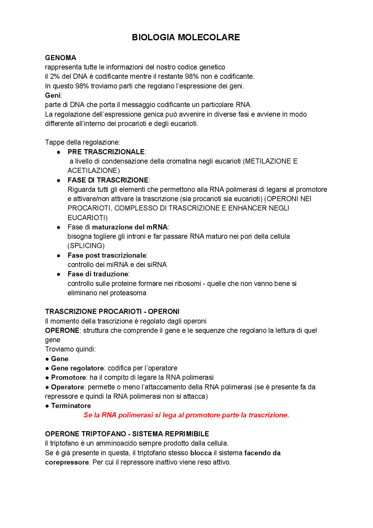 Programma Di Biologia Molecolare Docsity