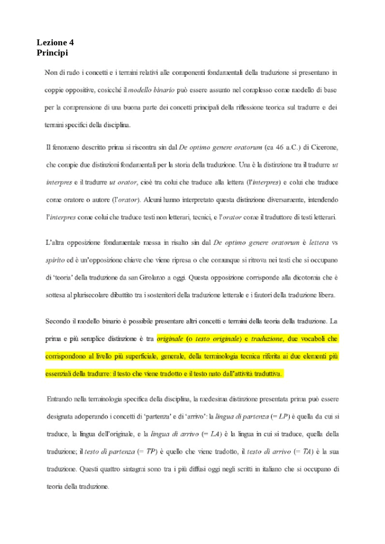 Lezione 4 Principi Teoria E Storia Della Traduzione Docsity