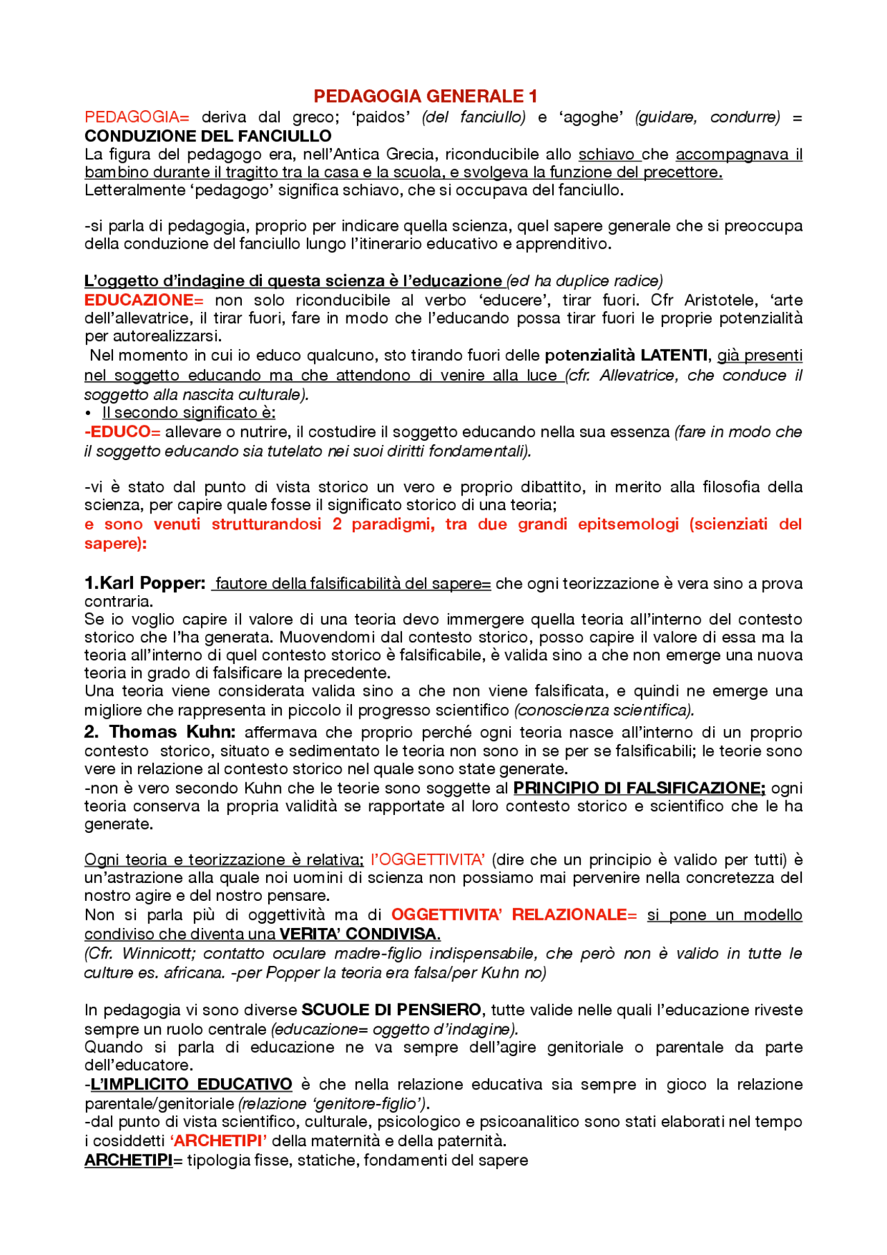 Il Coraggio Di Educare Docsity