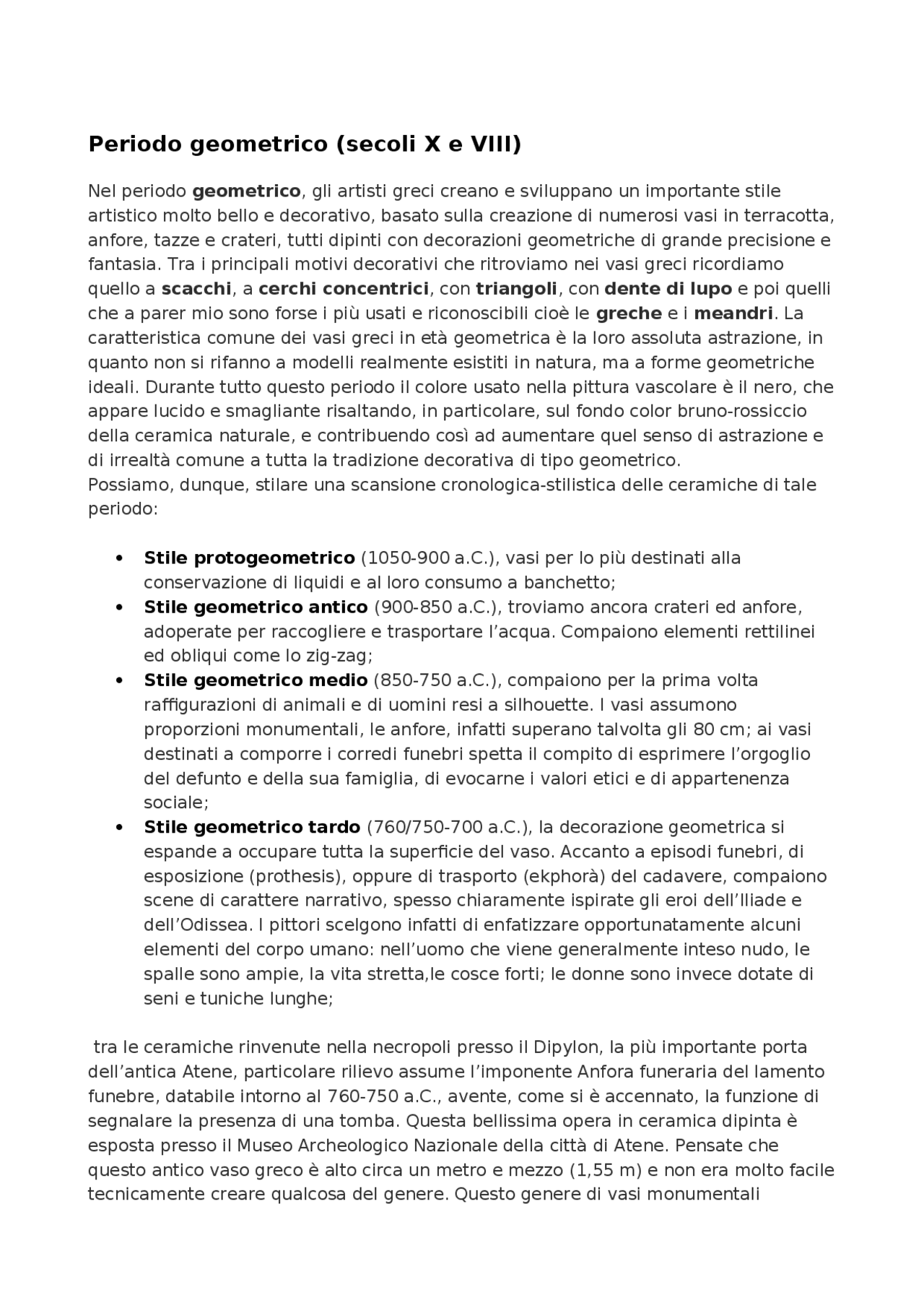 Riassunto Archeolgia Greca Docsity