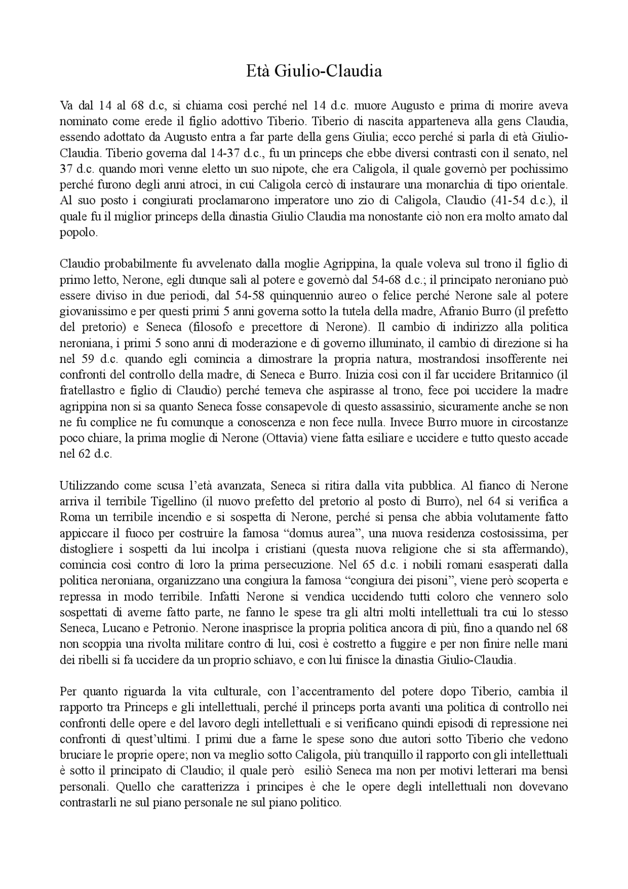 Età Giulio Claudia Fedro E Seneca Docsity