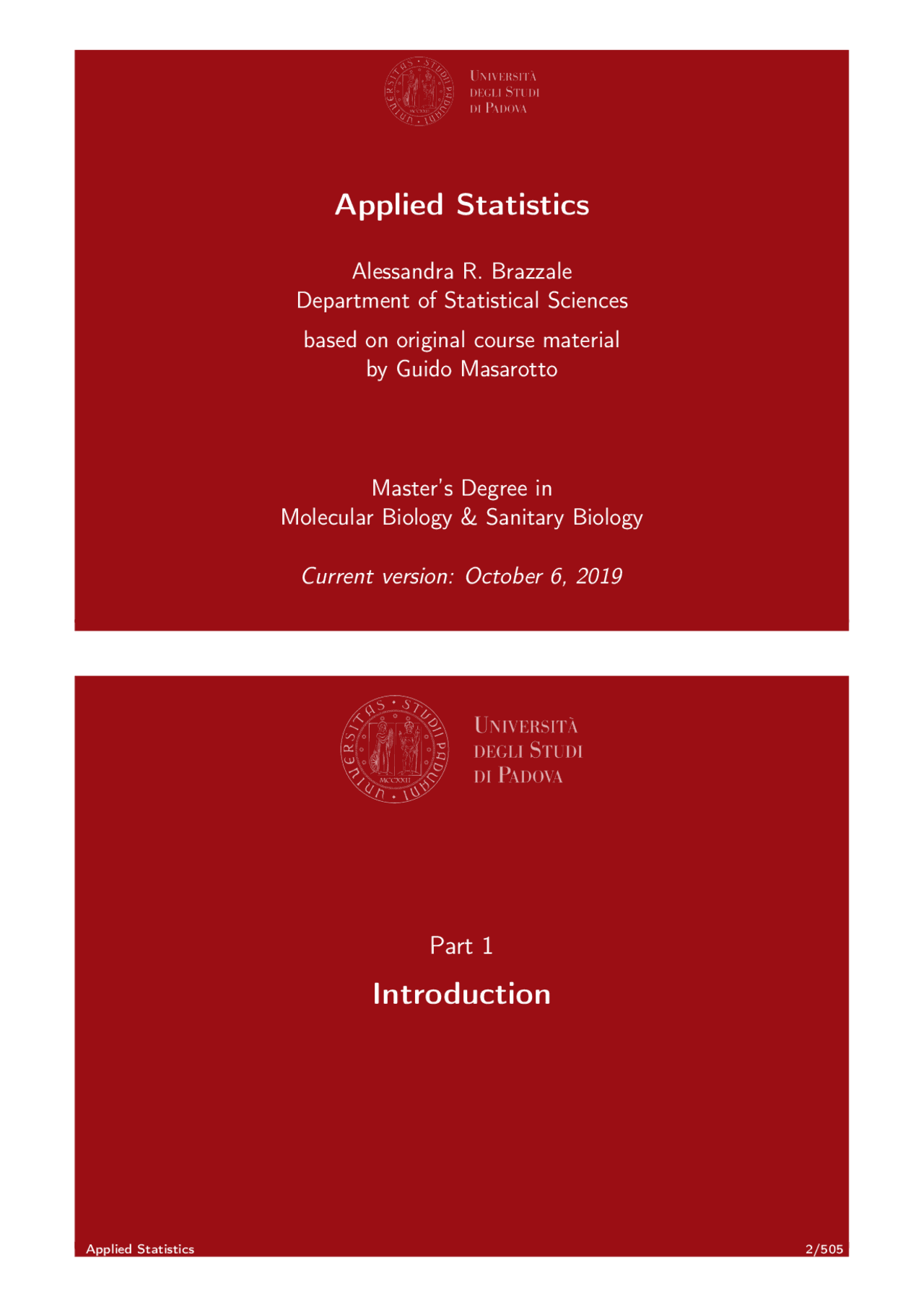 Lezione 1 Statistica Applicata Docsity