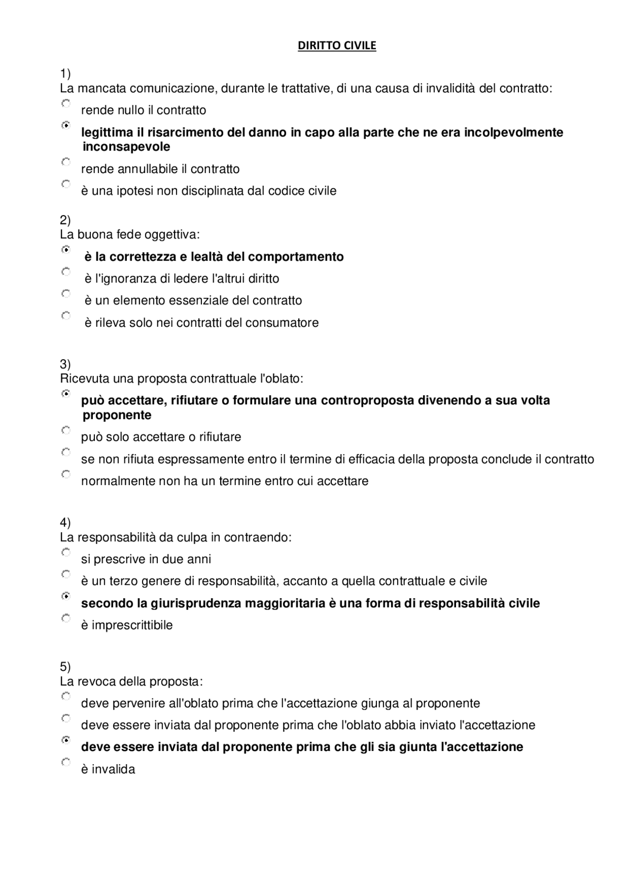 Test Diritto Civile Unicusano Esercizi Di Diritto Civile Docsity