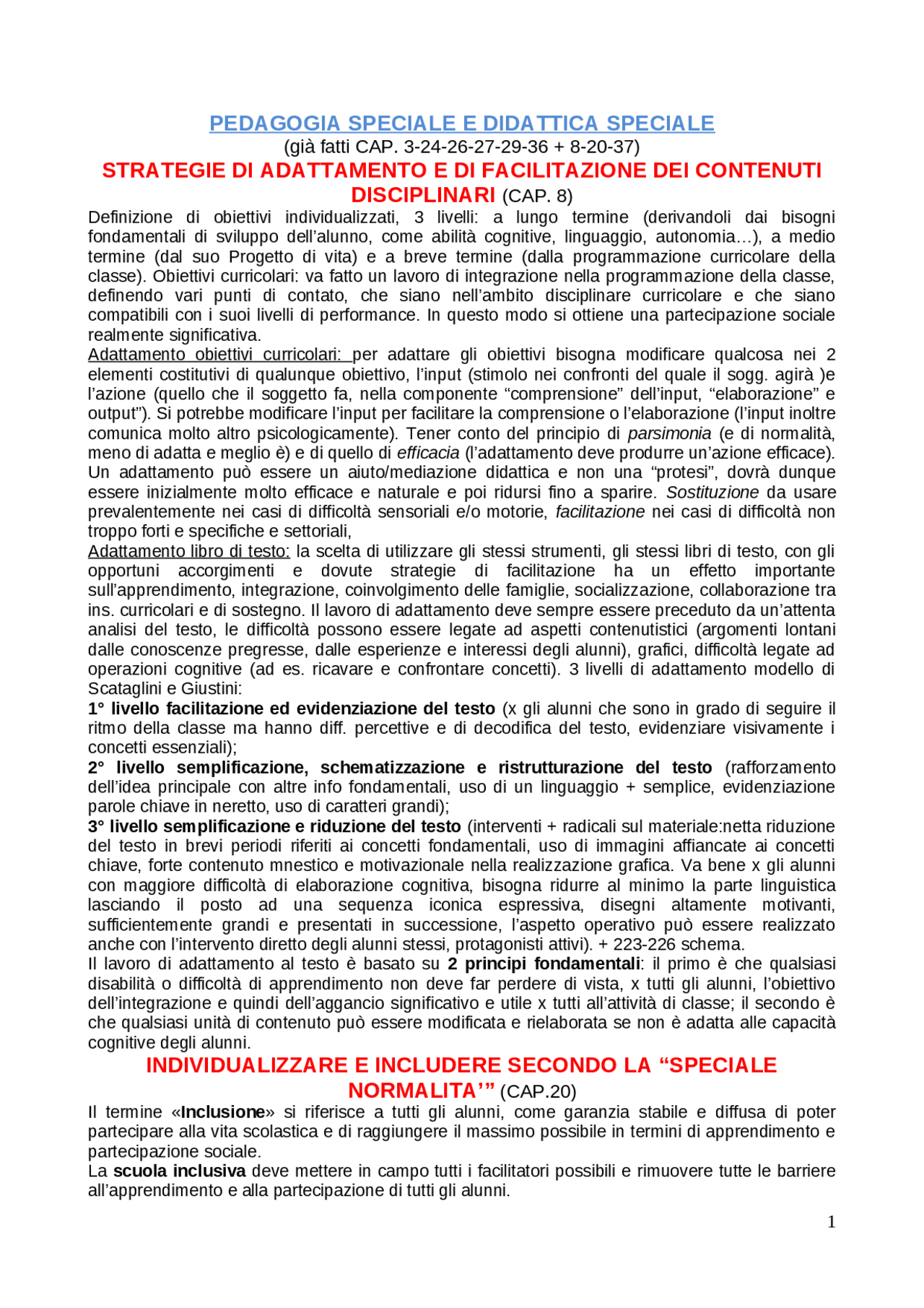 Pedagogia E Didattica Speciale Docsity