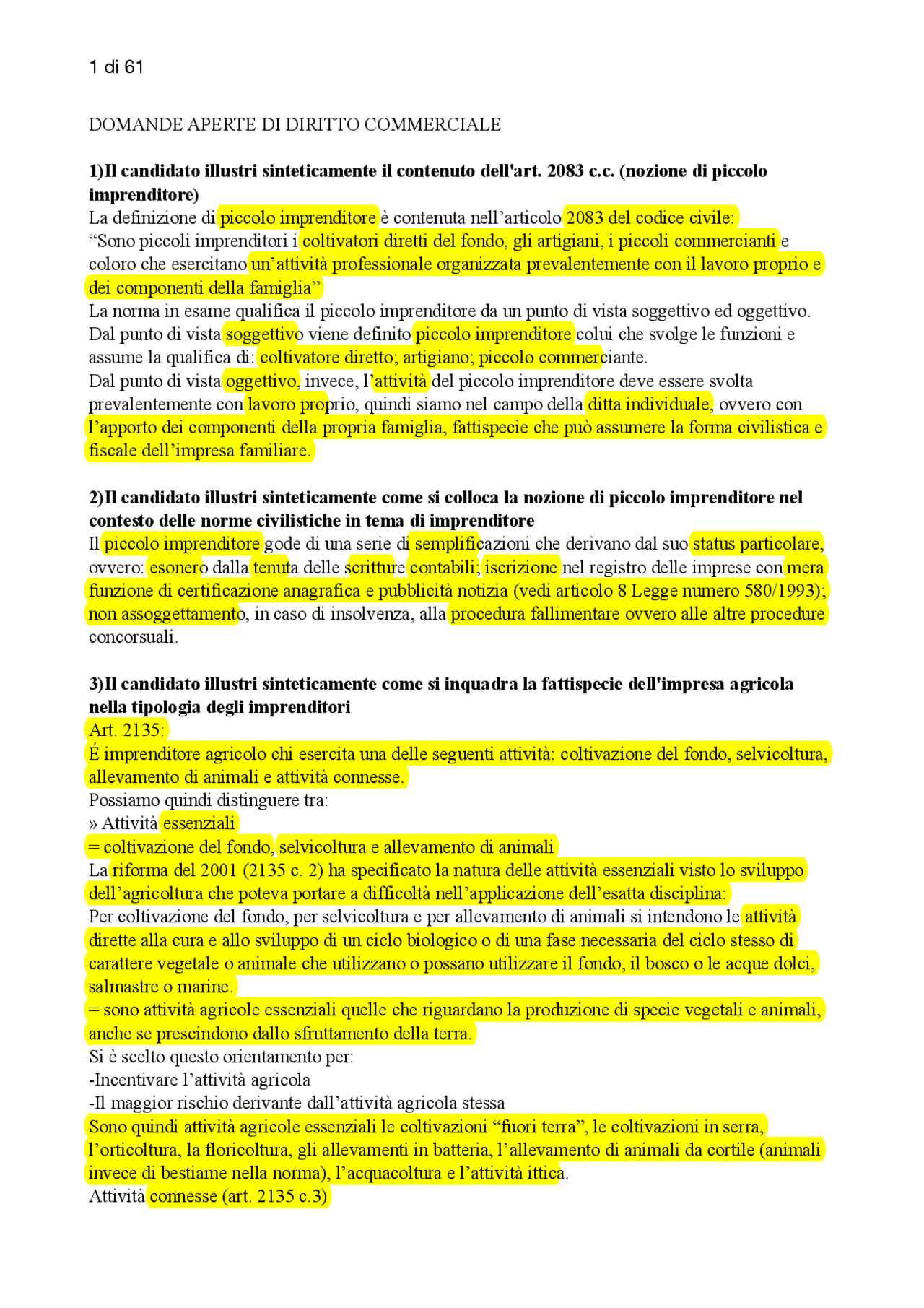 Diritto Commerciale Risposte Aperte Docsity