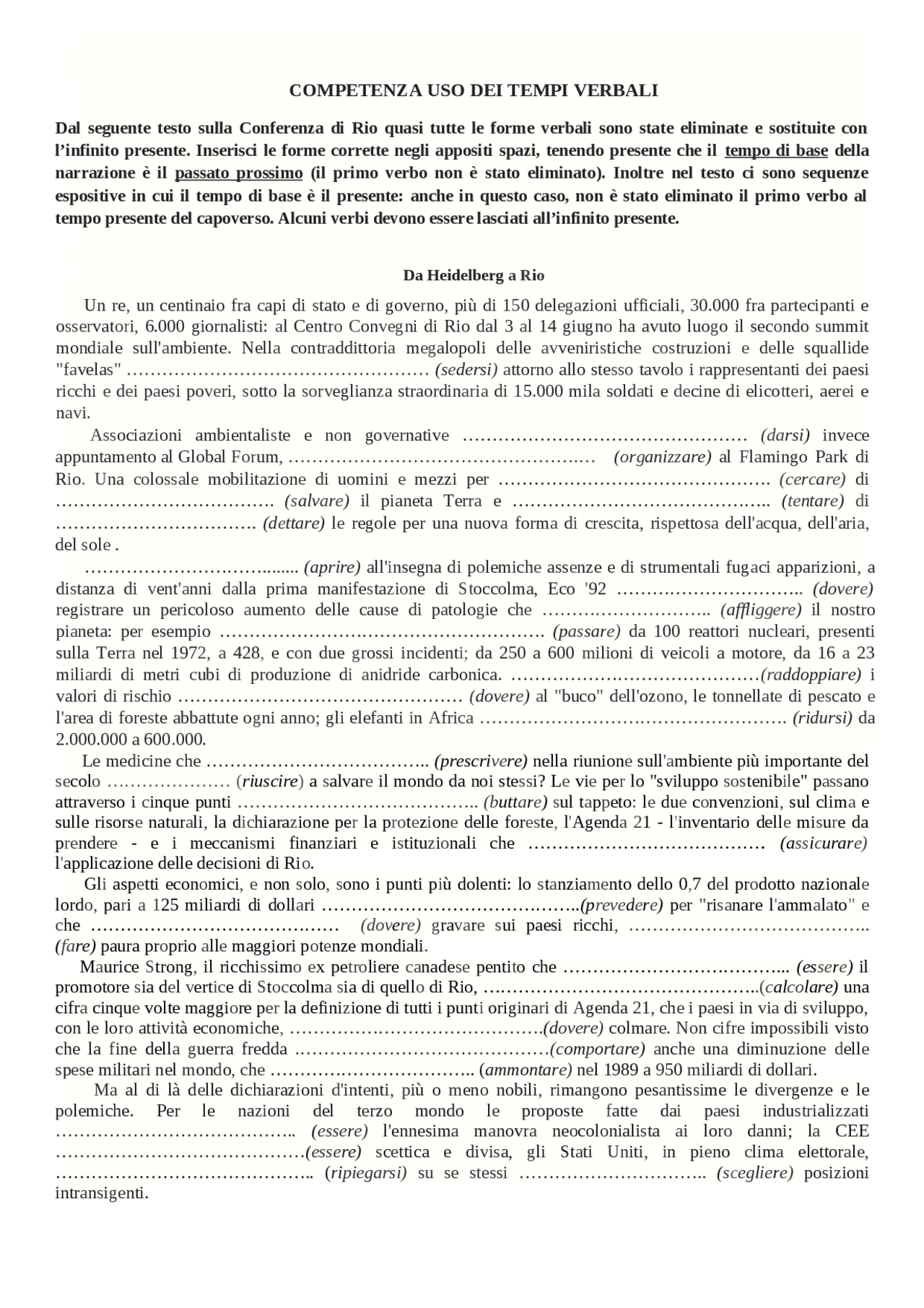 Esercizi Grammatica Docsity
