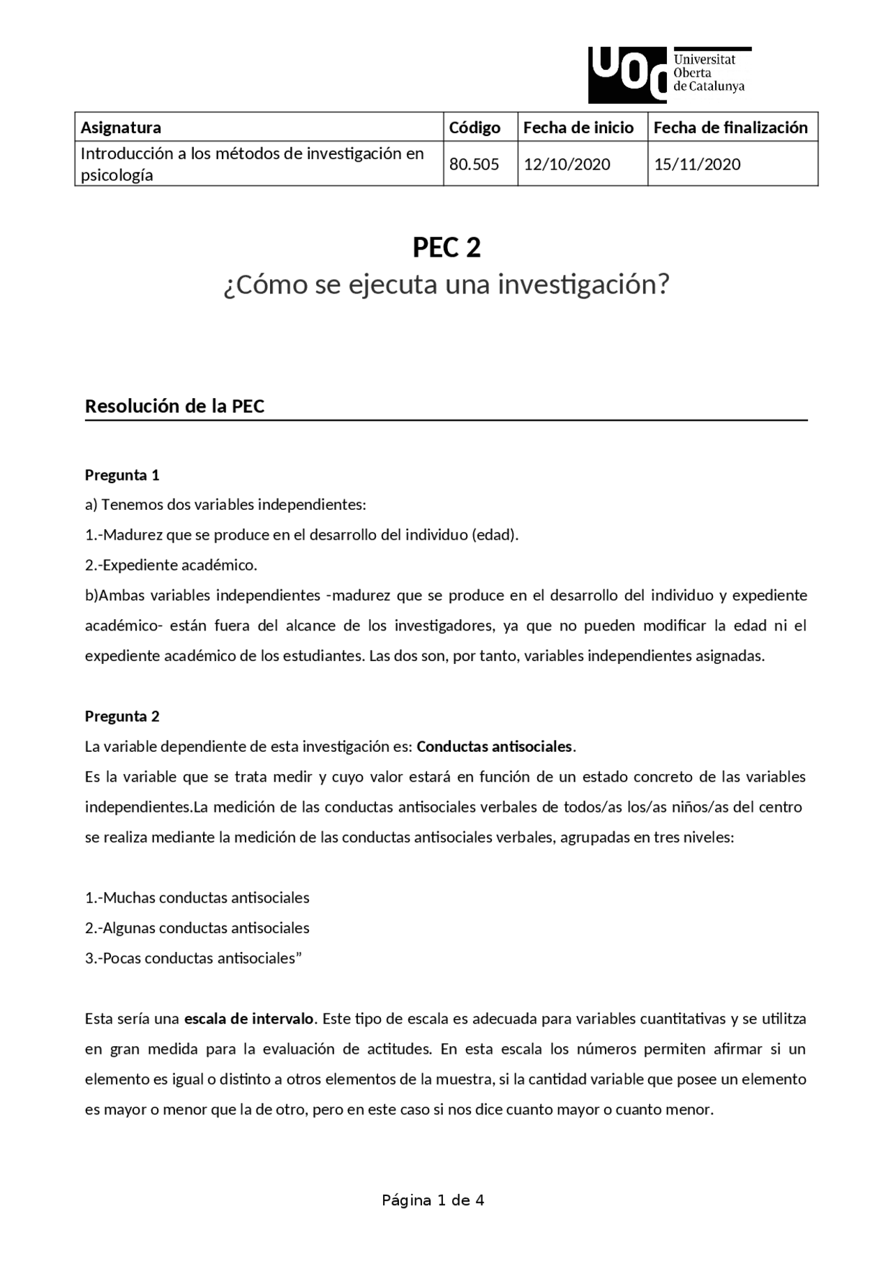 Pec 2 Investigación En Psicología Docsity