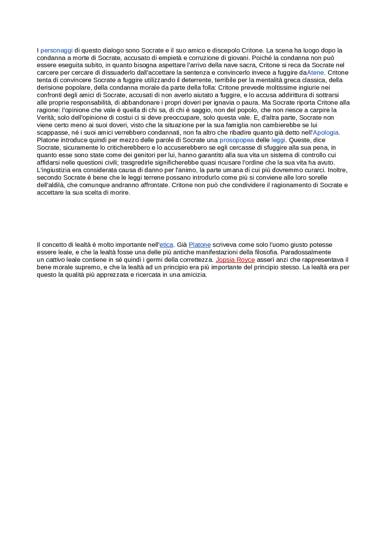 Ricerca Filosofia Critone Docsity